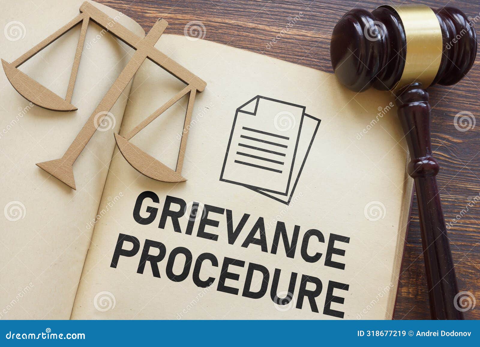 GRIEVANCE PROCEDURE Text On The Torn Paper , Yellow Background Royalty ...