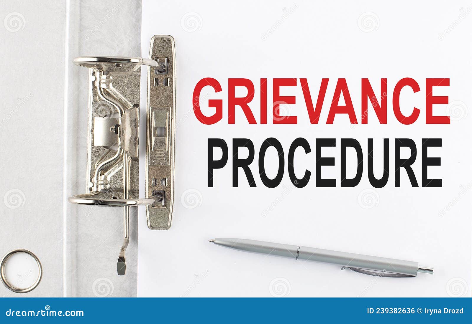 GRIEVANCE PROCEDURE Text on the Paper Folder with Pen. Business Concept ...