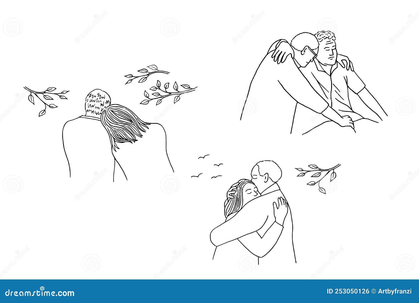 Grieving Adults Comforting Each Other Stock Vector - Illustration of ...