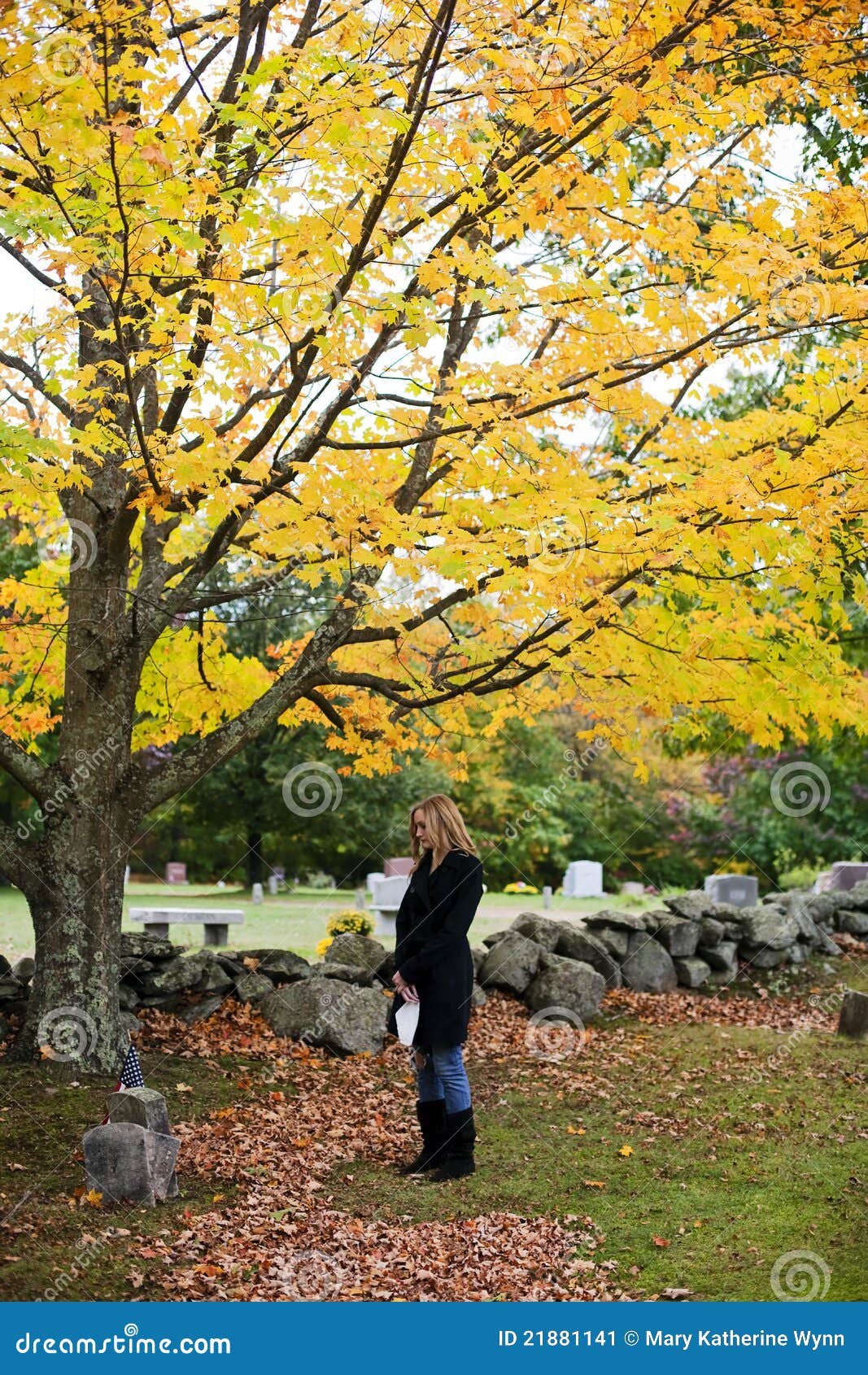 Grieving Woman In Cemetery Royalty-Free Stock Photography ...