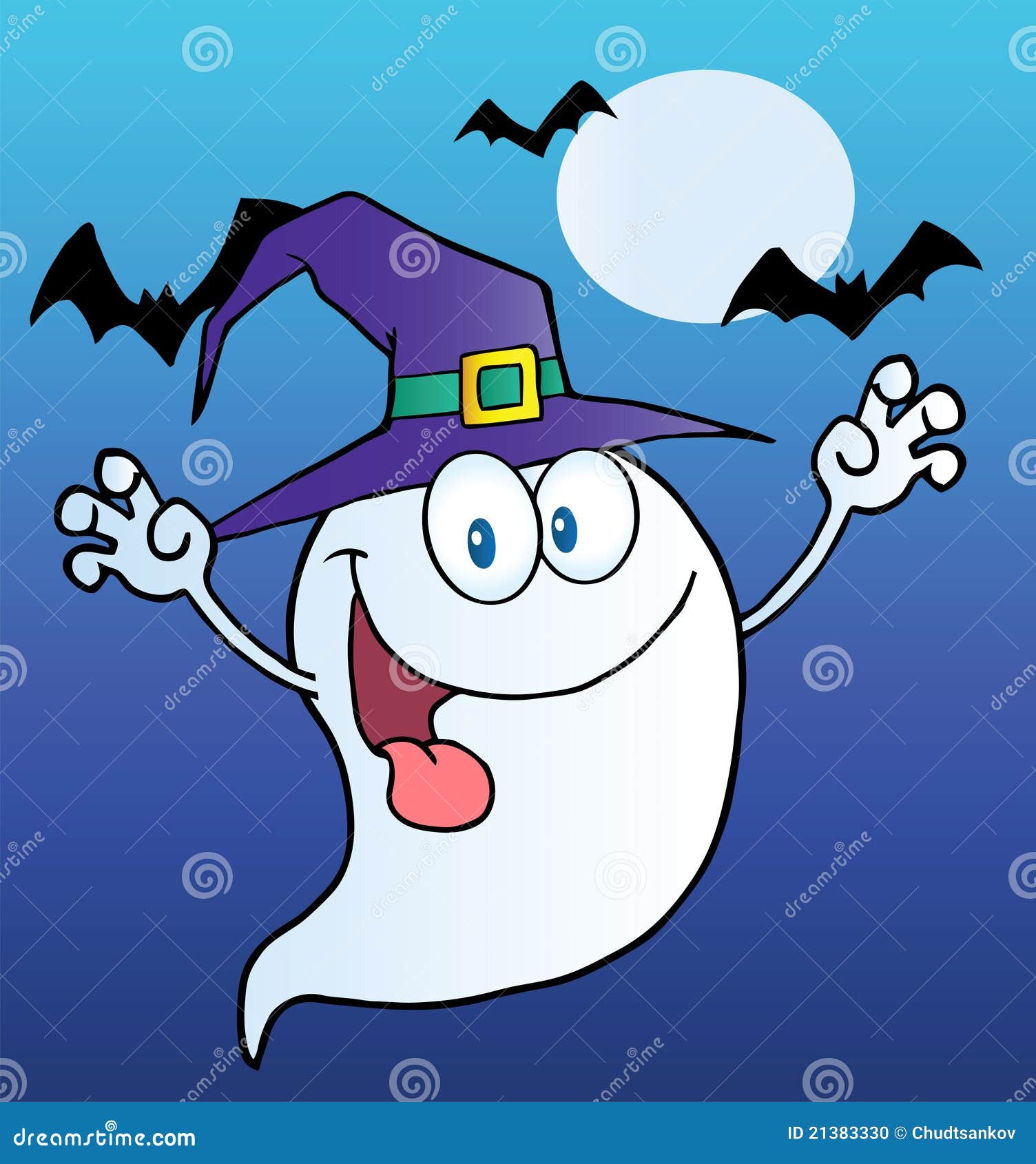 Griezelig Spook Dat Een Heksenhoed Draagt Vector Illustratie ...