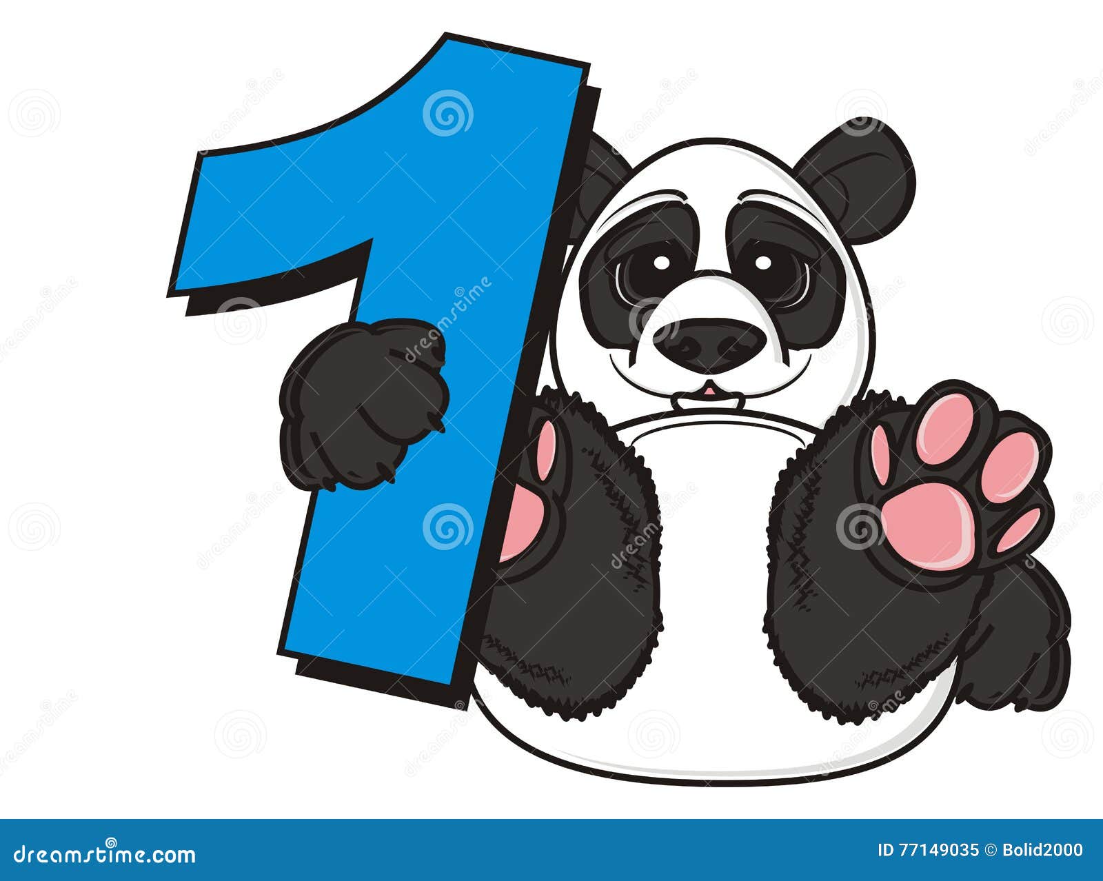 Griff Des Kleinen Pandas Ein Nummer Eins Stock Abbildung - Illustration ...