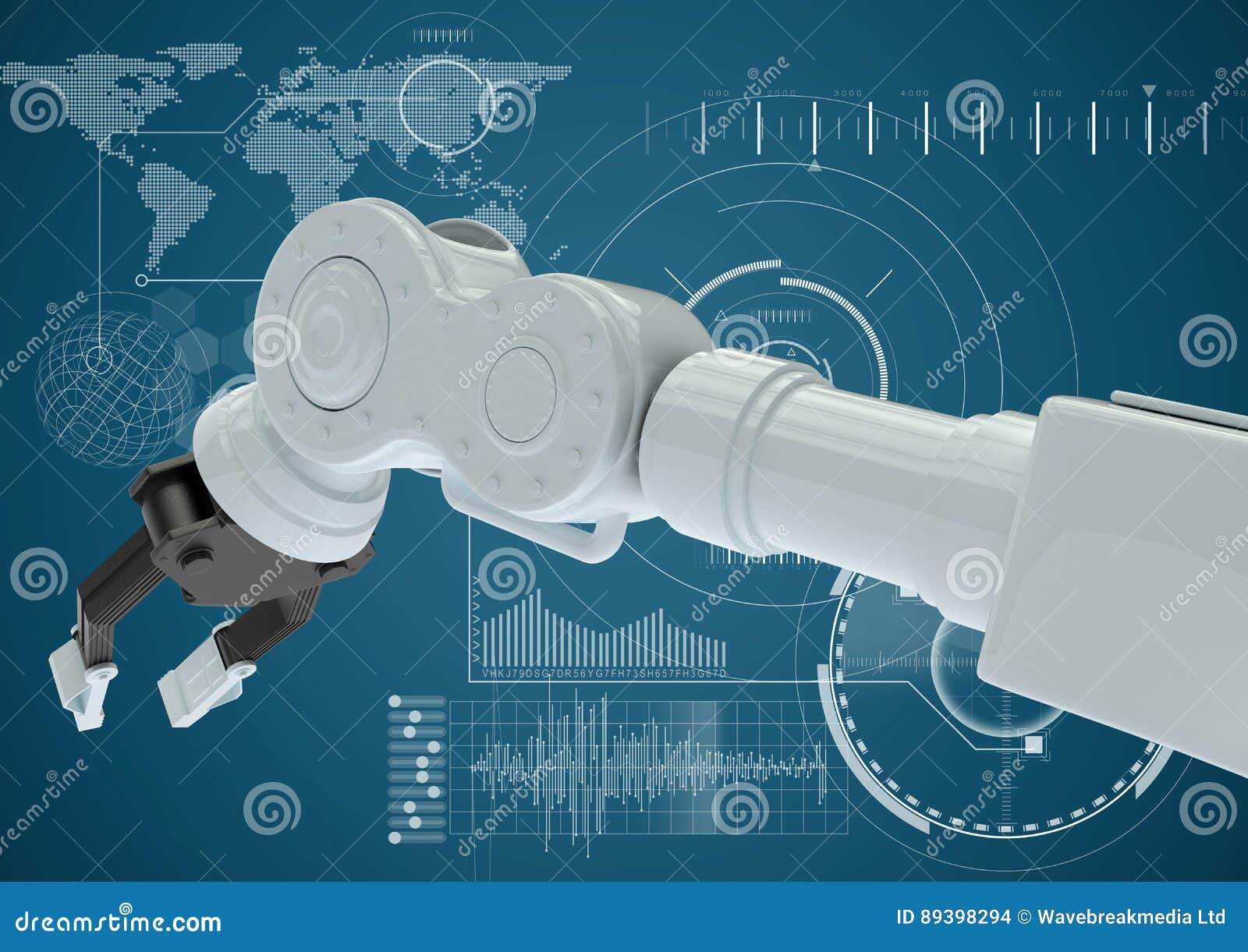 Griffe Blanche De Robot Sur L'interface Blanche Et Le Fond Bleu ...