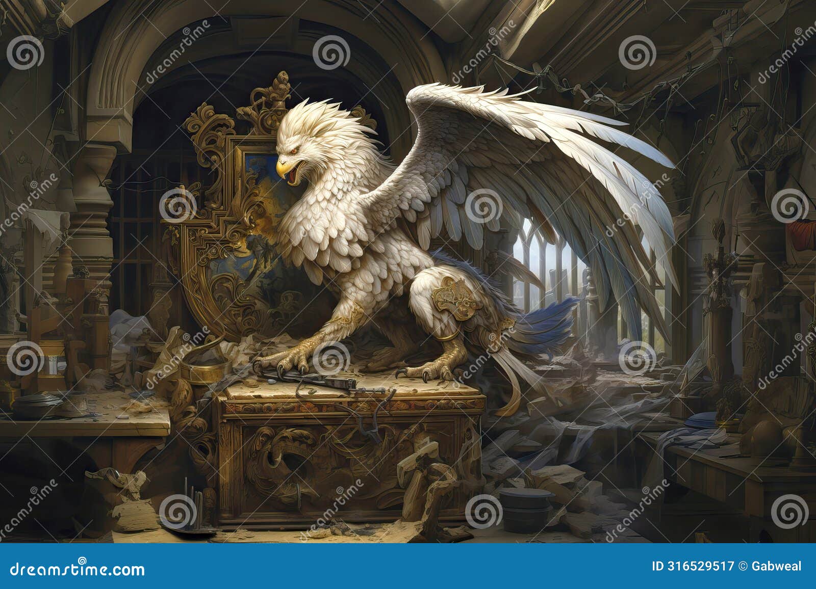 Sitting Griffin Or Griffon. Mythological Creature Cartoon Vector ...