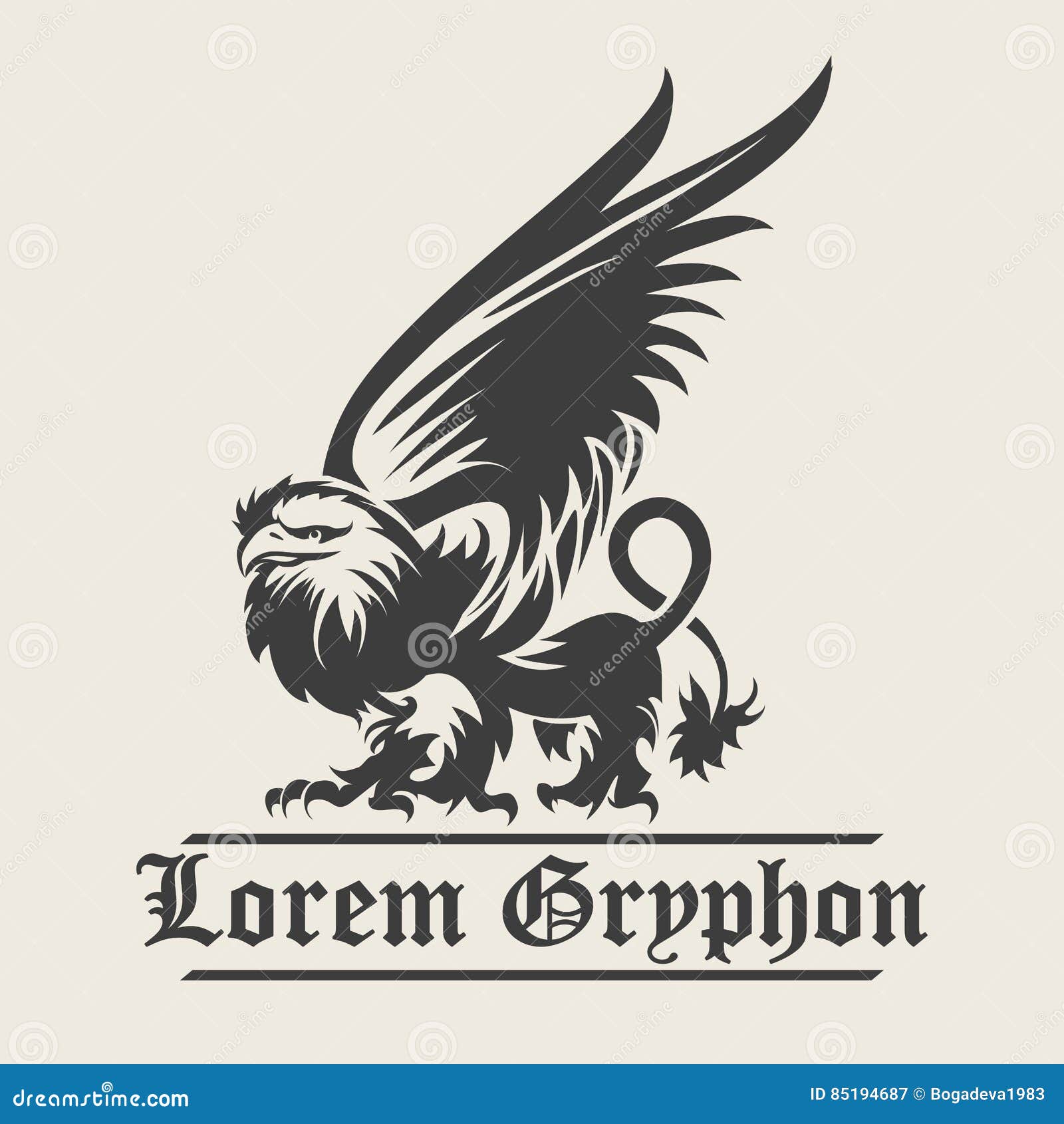 Griffin Engraving Emblem vektor illustrationer. Illustration av symbol ...