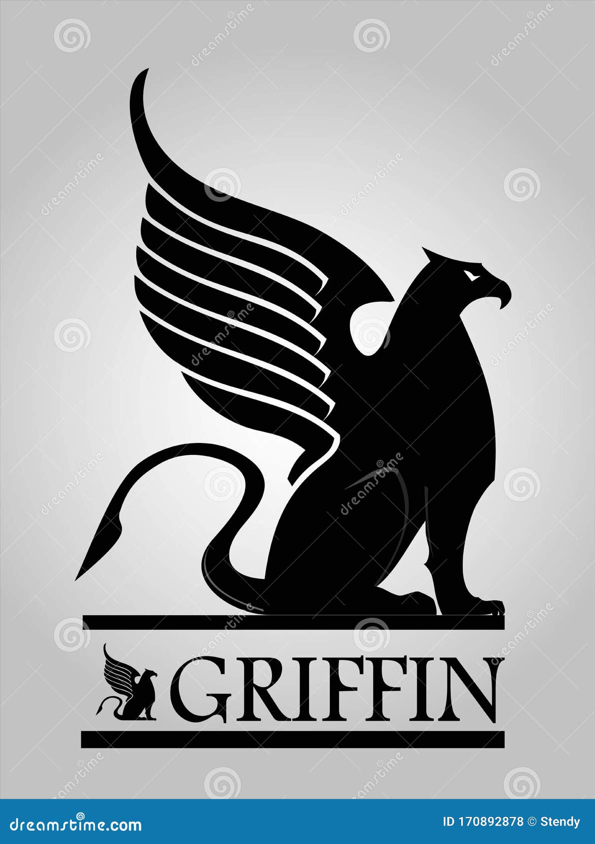 Griffin, Griffon, Or Gryphon On Nightsky Background. Vector ...