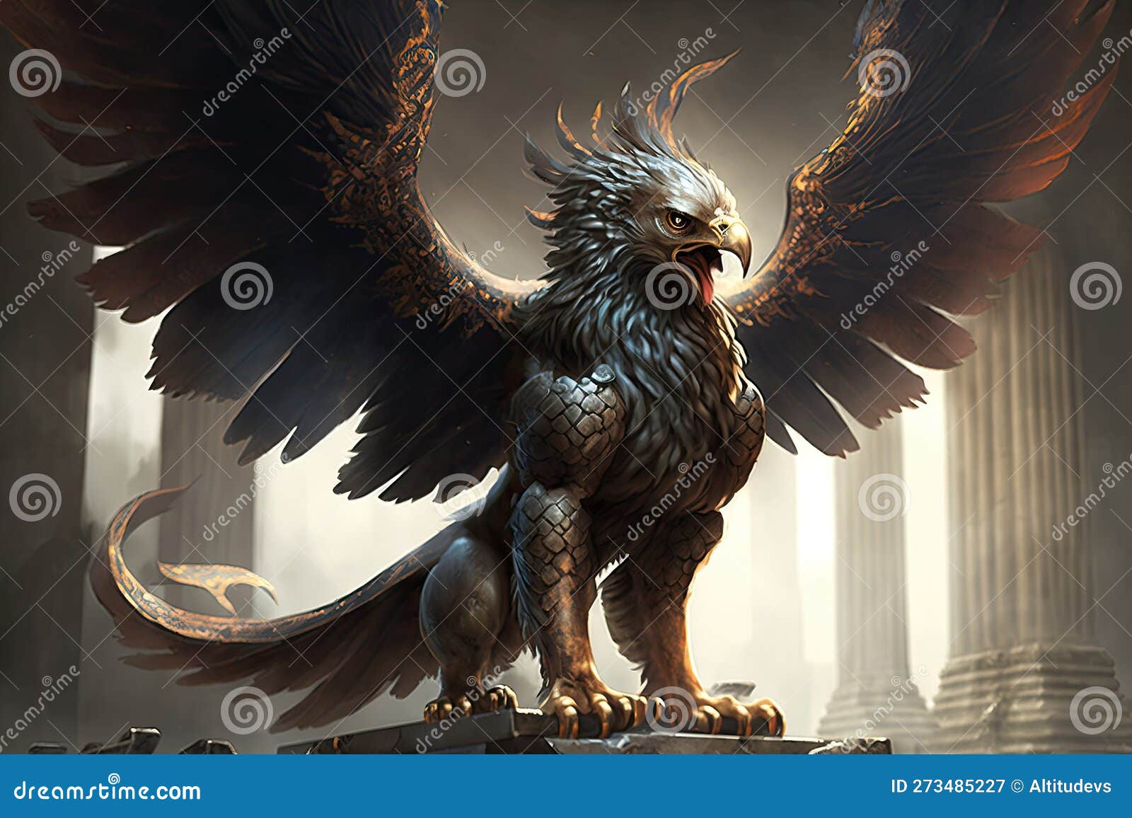 Griffin with Its Claws Raised, Ready To Attack Stock Illustration ...