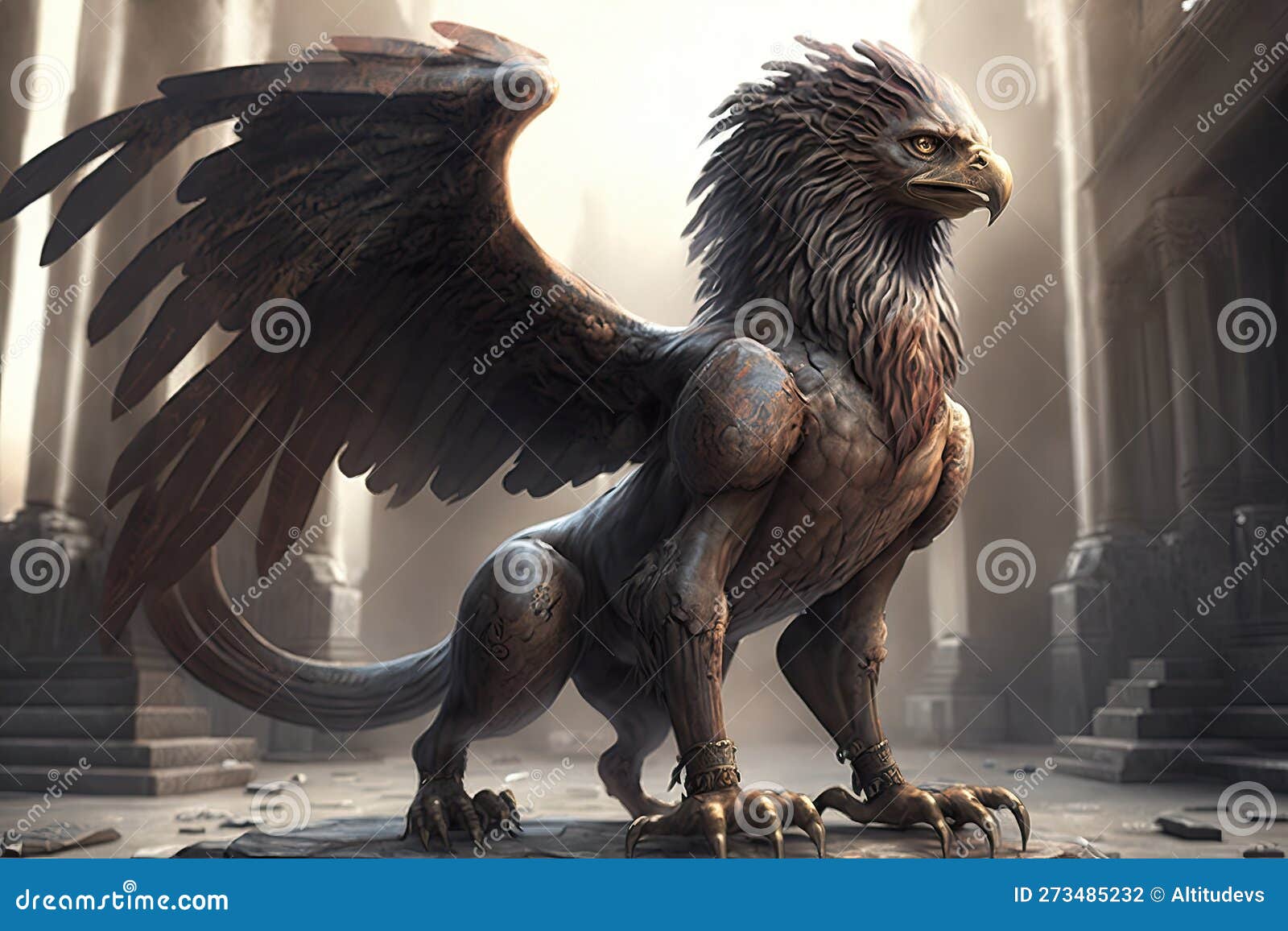Griffin with Its Claws Raised, Ready To Attack Stock Illustration ...