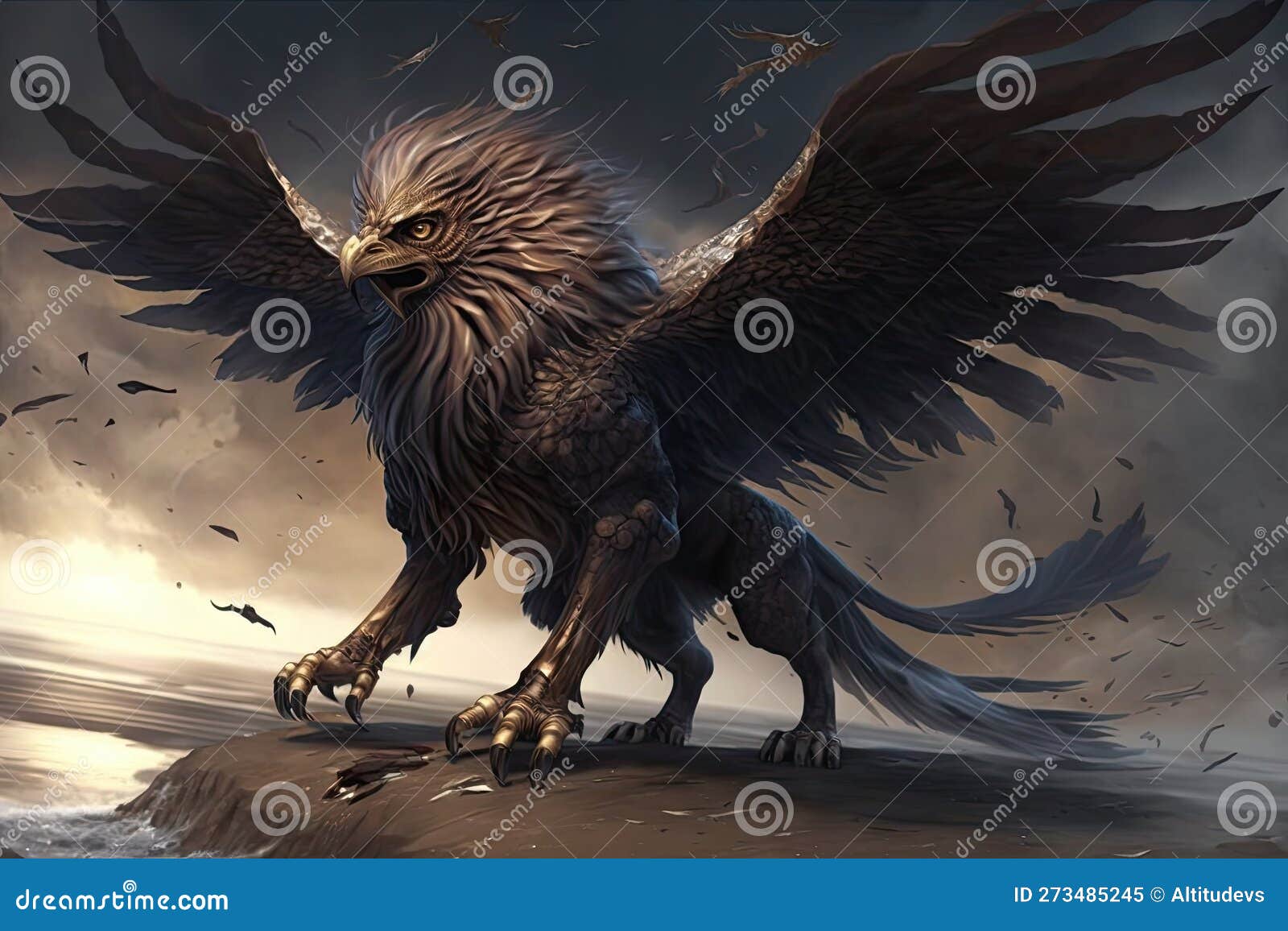 Griffin with Its Claws Raised, Ready To Attack Stock Illustration ...