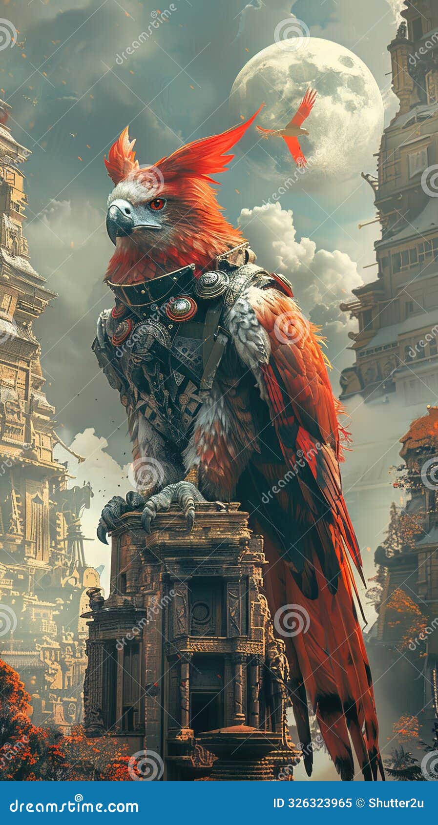 A Griffin with Mechanical Claws and Jet Thrusters Soaring Above the ...