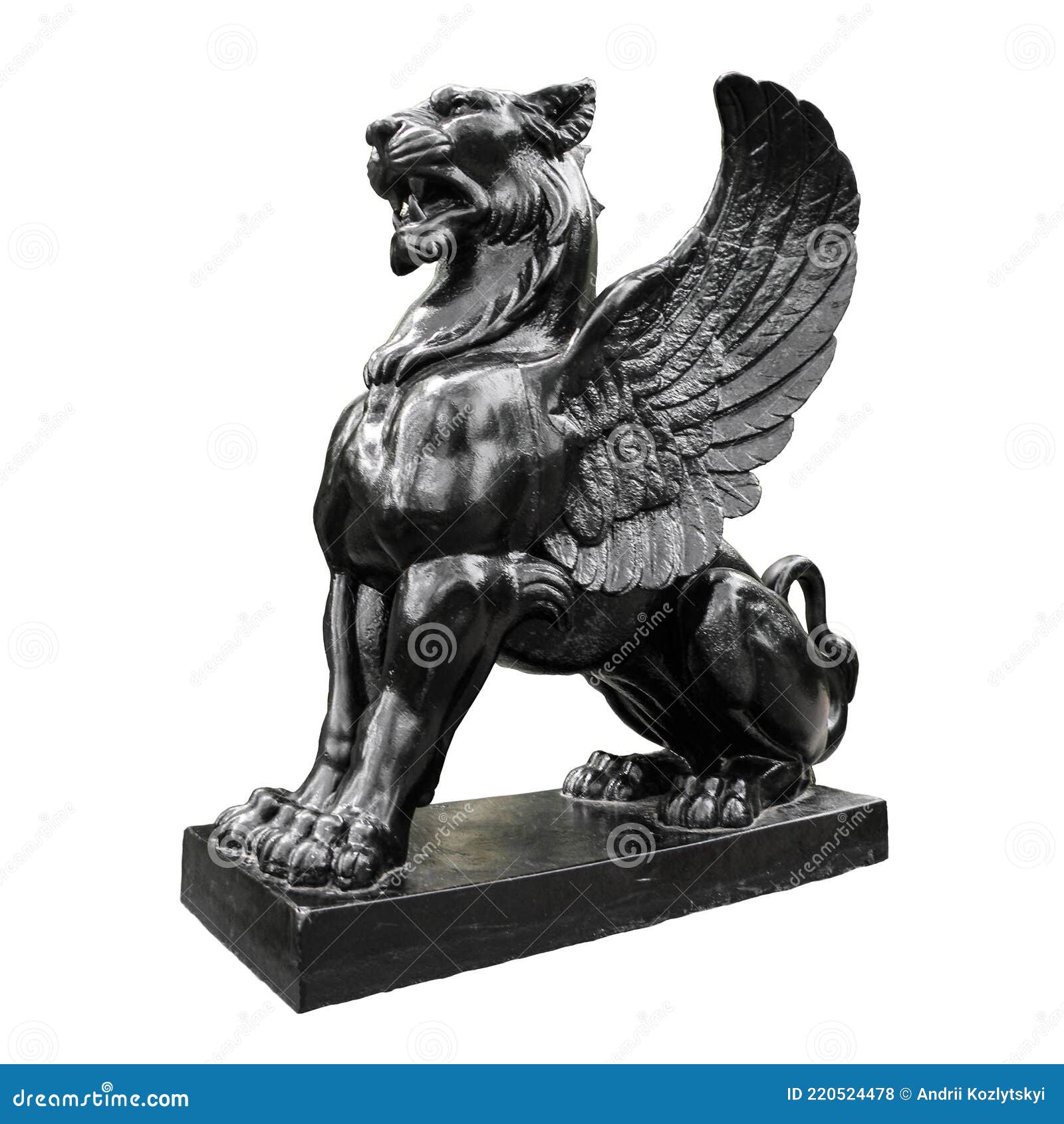 Griffin Sculpture Isolated on White Background. Side View Angle Stock ...