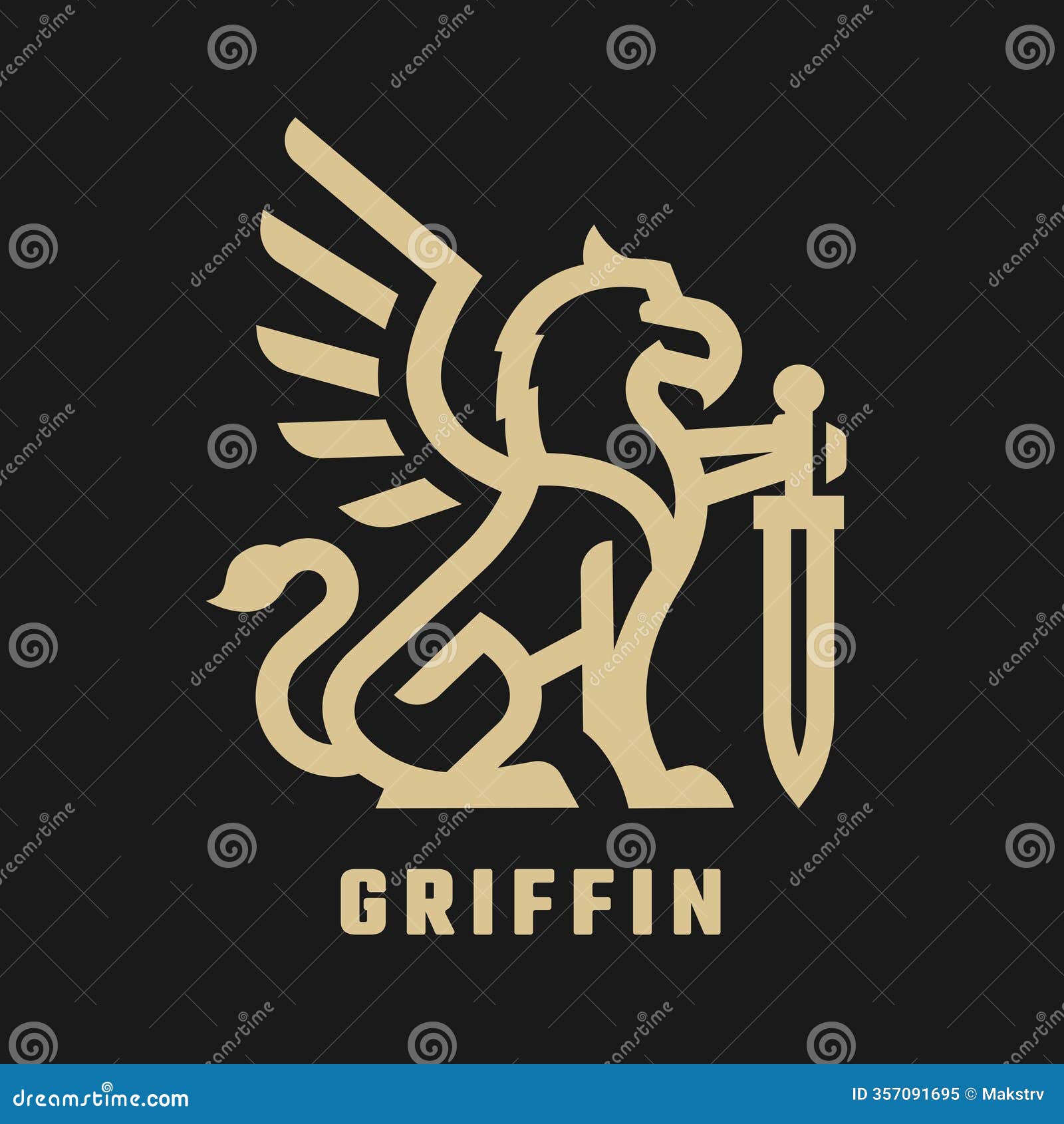Griffon With Sword. Heraldic Design Element. Cartoon Vector ...