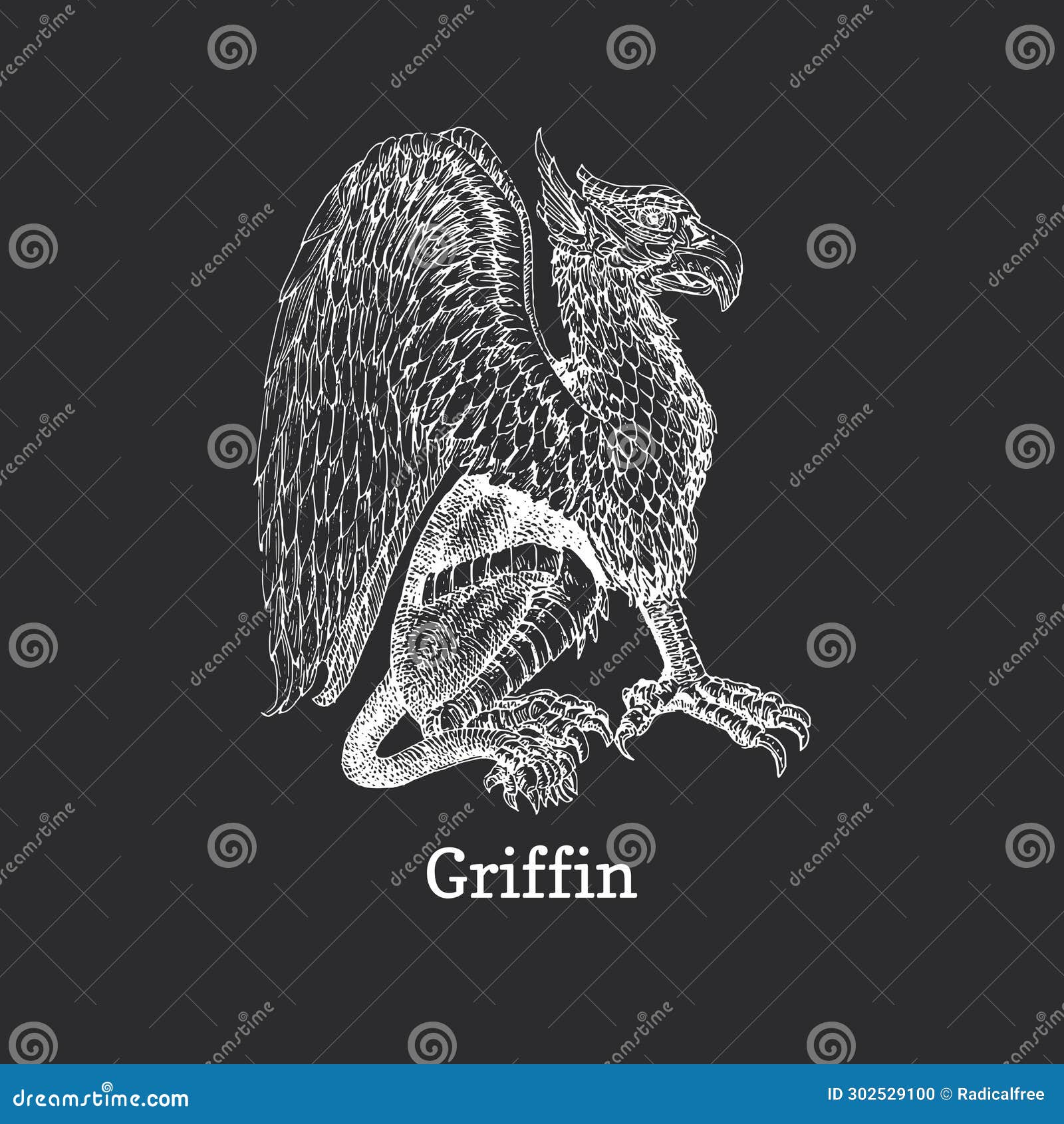 Griffin, Vector Drawing, Drawn Sketch Of Gryphon Stock Illustration ...