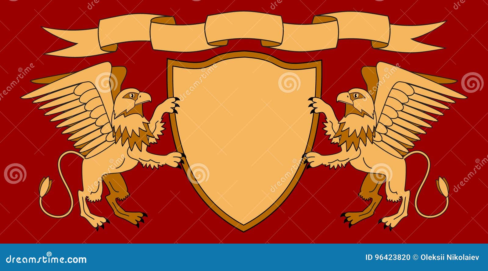 Emblem With Griffins Vector Illustration | CartoonDealer.com #219361602