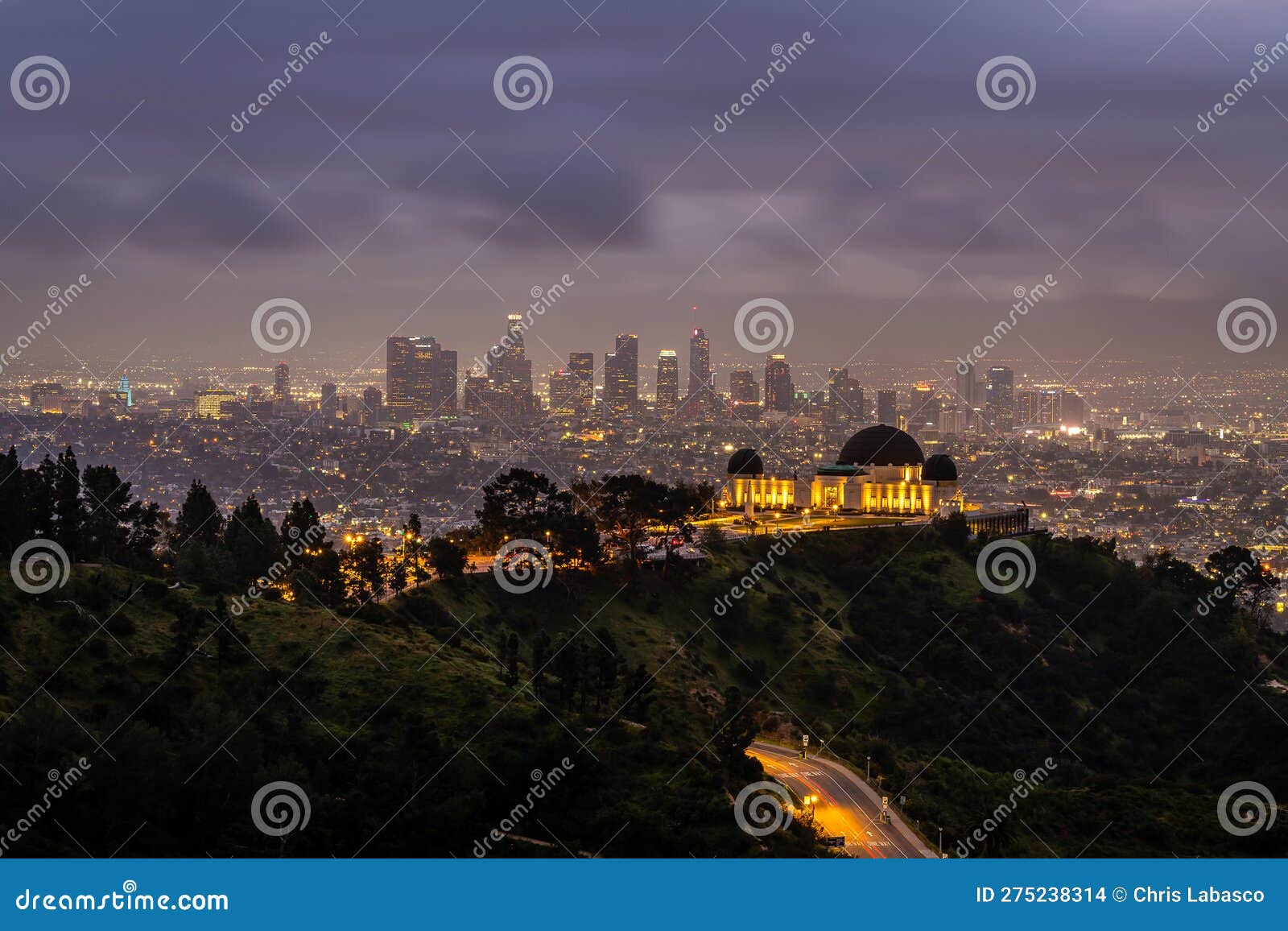 The Griffith Observatory and Hollywood Hills Stock Photo - Image of ...
