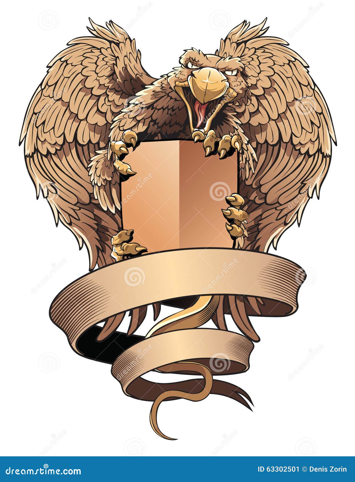 Griffon With Shield And Placard. Heraldic Design Element. Cartoon ...