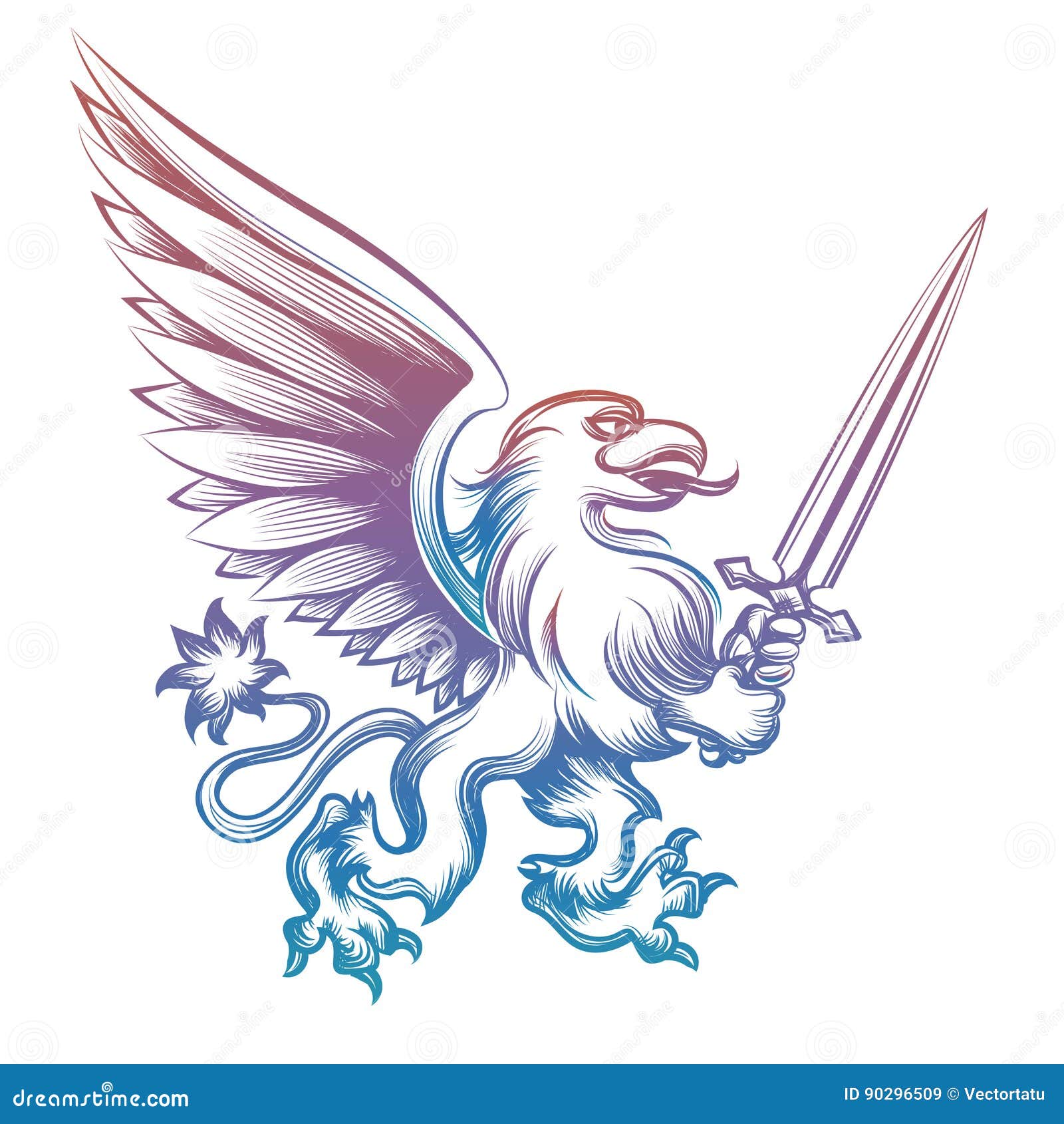 Grifone Heraldy Variopinto Con La Spada Illustrazione Vettoriale ...