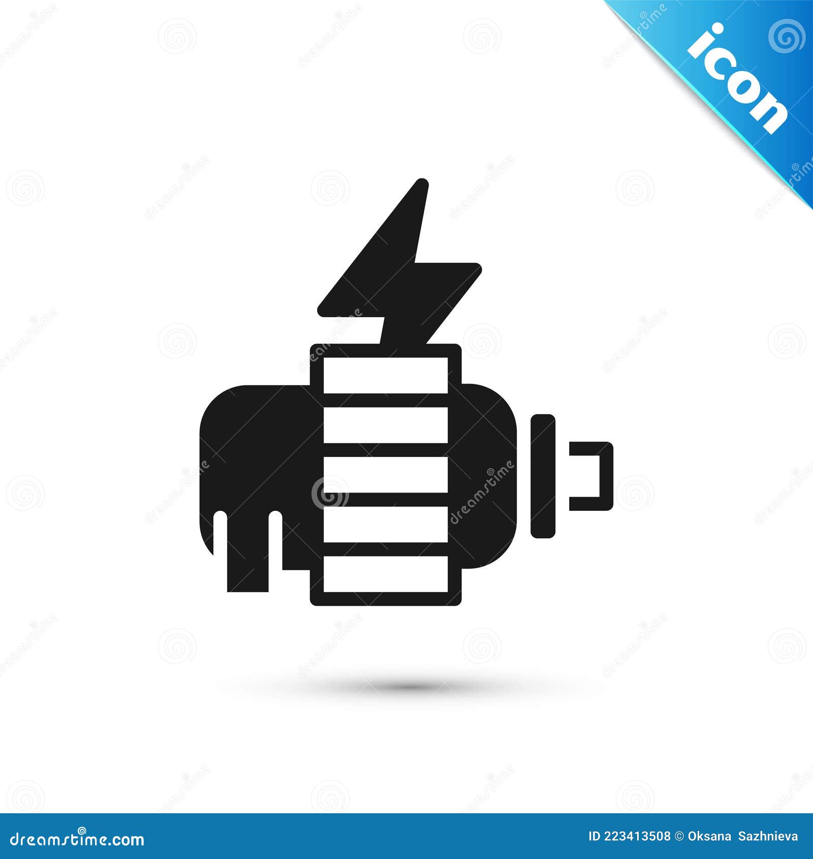 Grijs Elektrisch Motorpictogram Geïsoleerd Op Witte Achtergrond. Vector ...