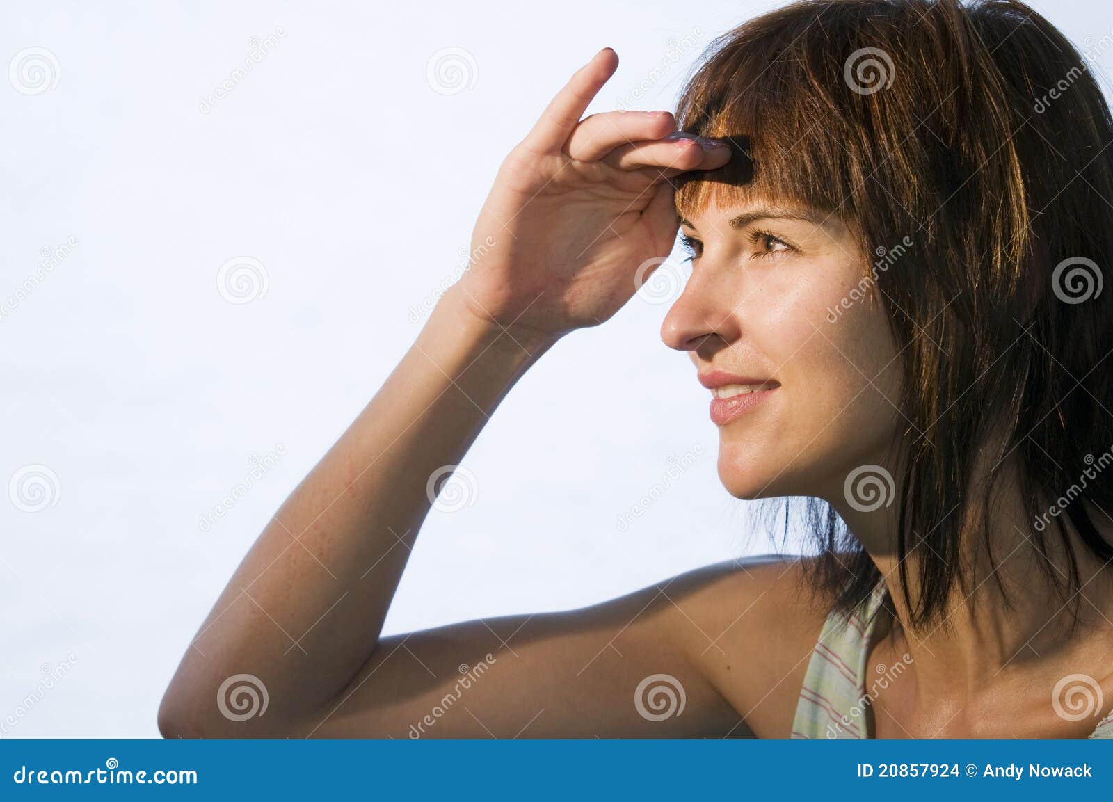 Gril keep a lookout stock photo. Image of brunette, looks - 20857924