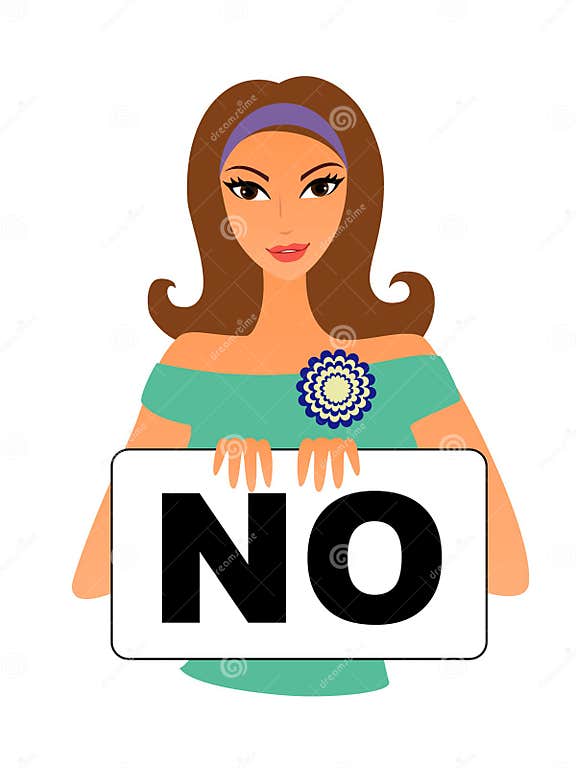 Gril with a NO sign stock vector. Illustration of illustraion - 16410168