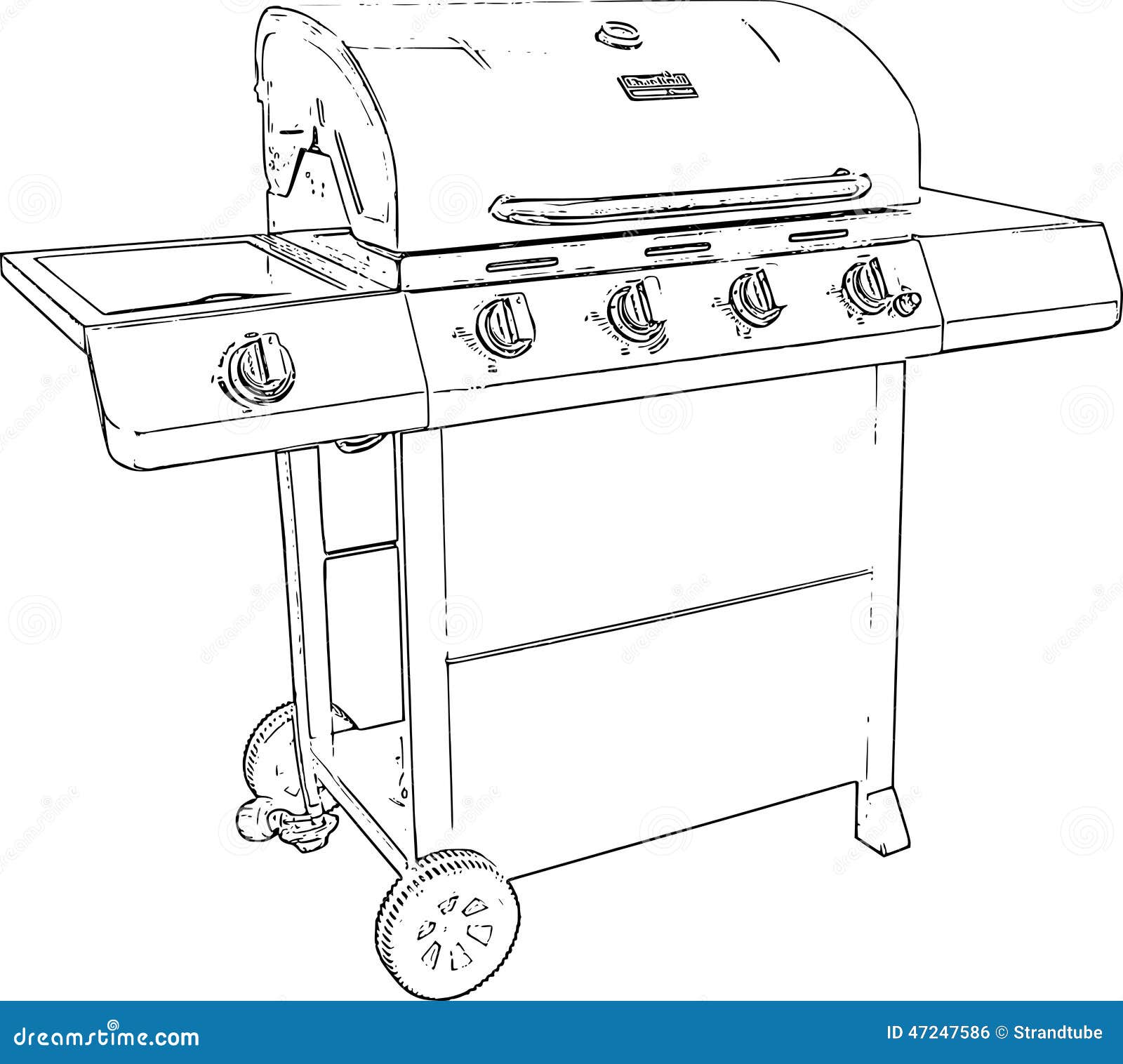 Gril Oven Line Art Drawing illustration de vecteur. Illustration du ...