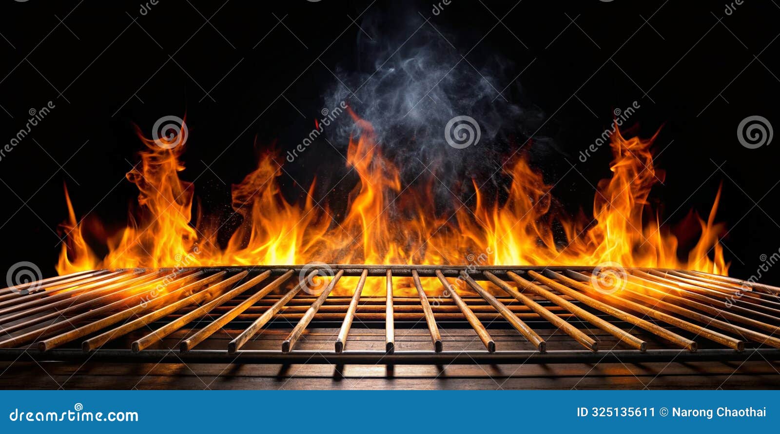 Grill Background Empty Fired Barbecue on Black Creative AI Stock ...