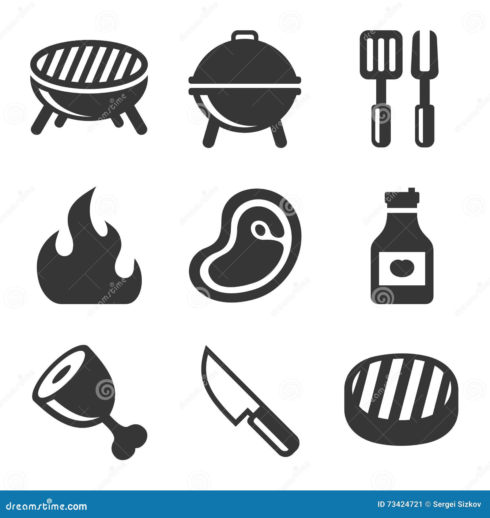 Grill And Barbecue Icons Set. Vector | CartoonDealer.com #73424721