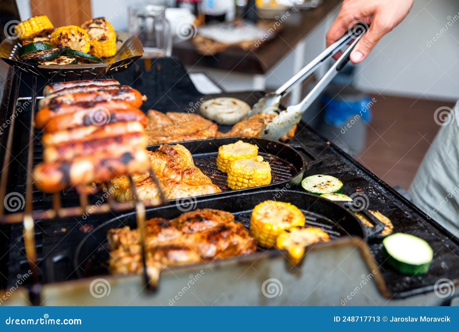 Grill Barbecue Outdoors on the Backyard. Bbq Party Stock Image - Image ...