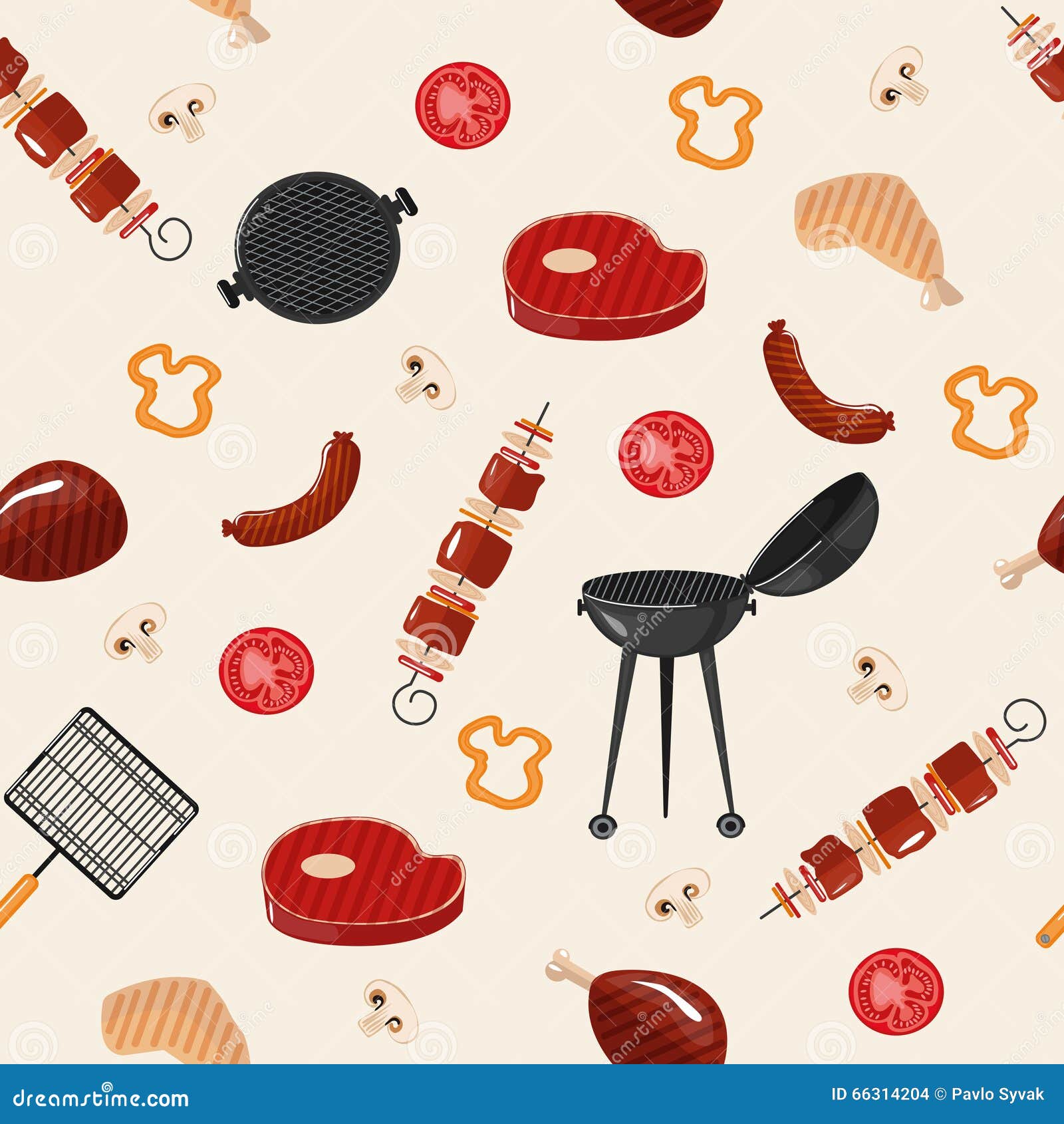 Grill Barbecue Seamless Pattern Stock Vector - Illustration of meat ...