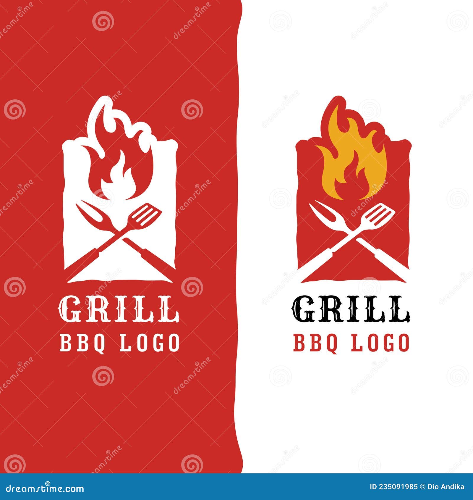 Grill BBQ Barbecue Fire Logo Design Stock Vector - Illustration of ...