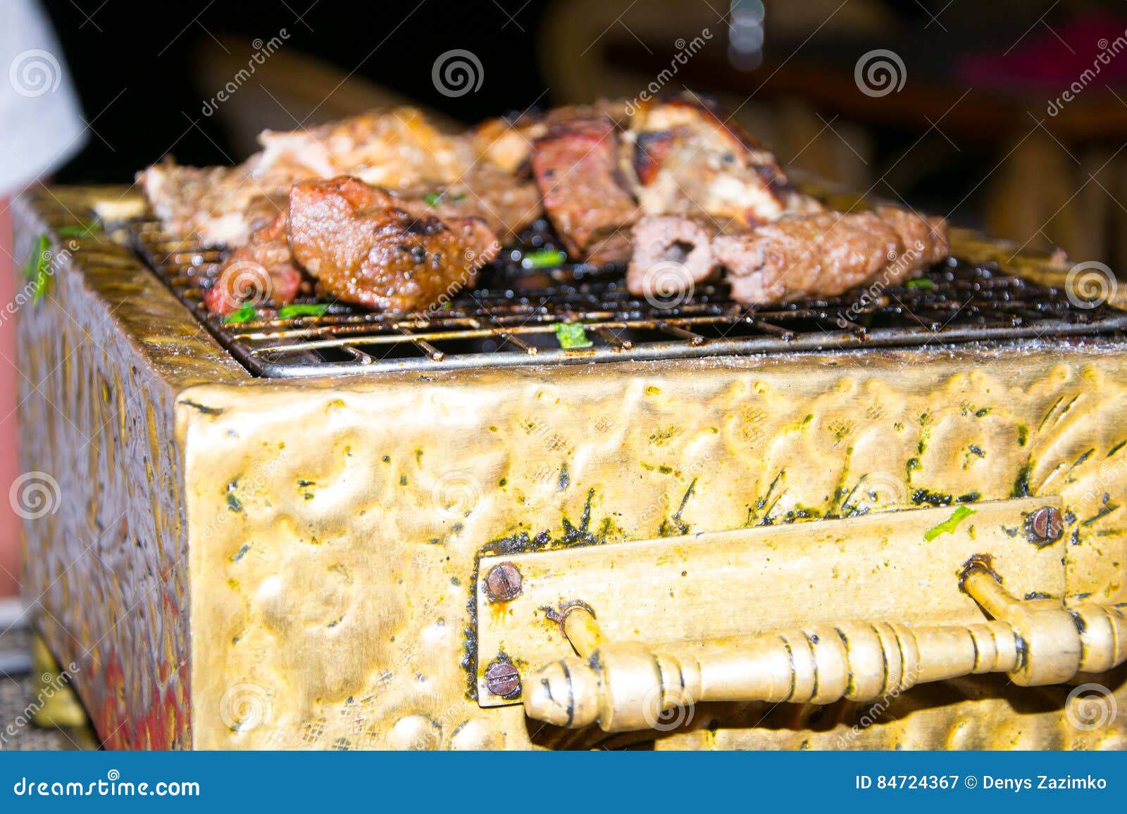 Grill BBQ with Meat, Mini Barbecue Stock Image - Image of dinner ...