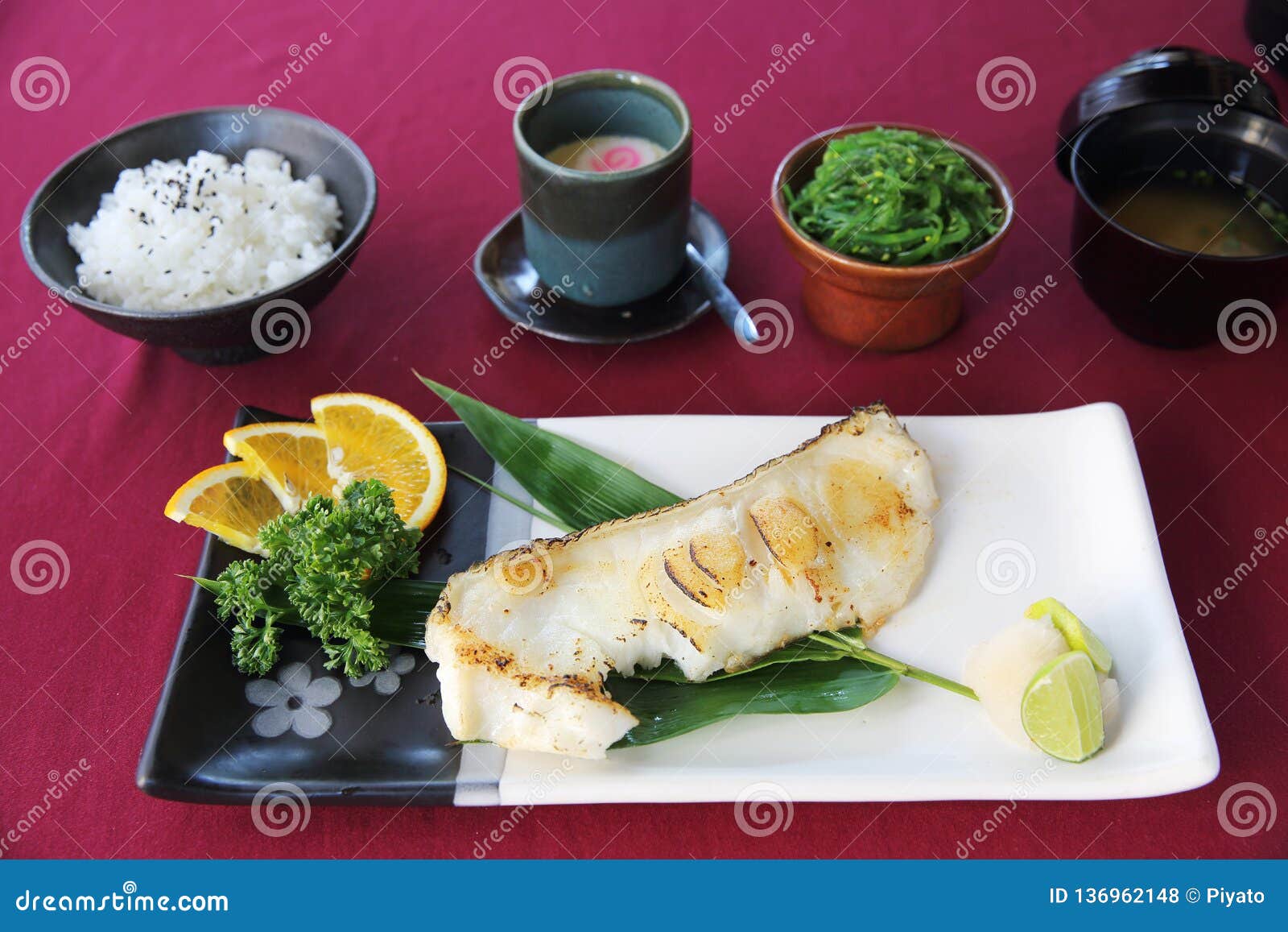 Grill Black Cod , Japanese Style Stock Photo - Image of gourmet, candle ...
