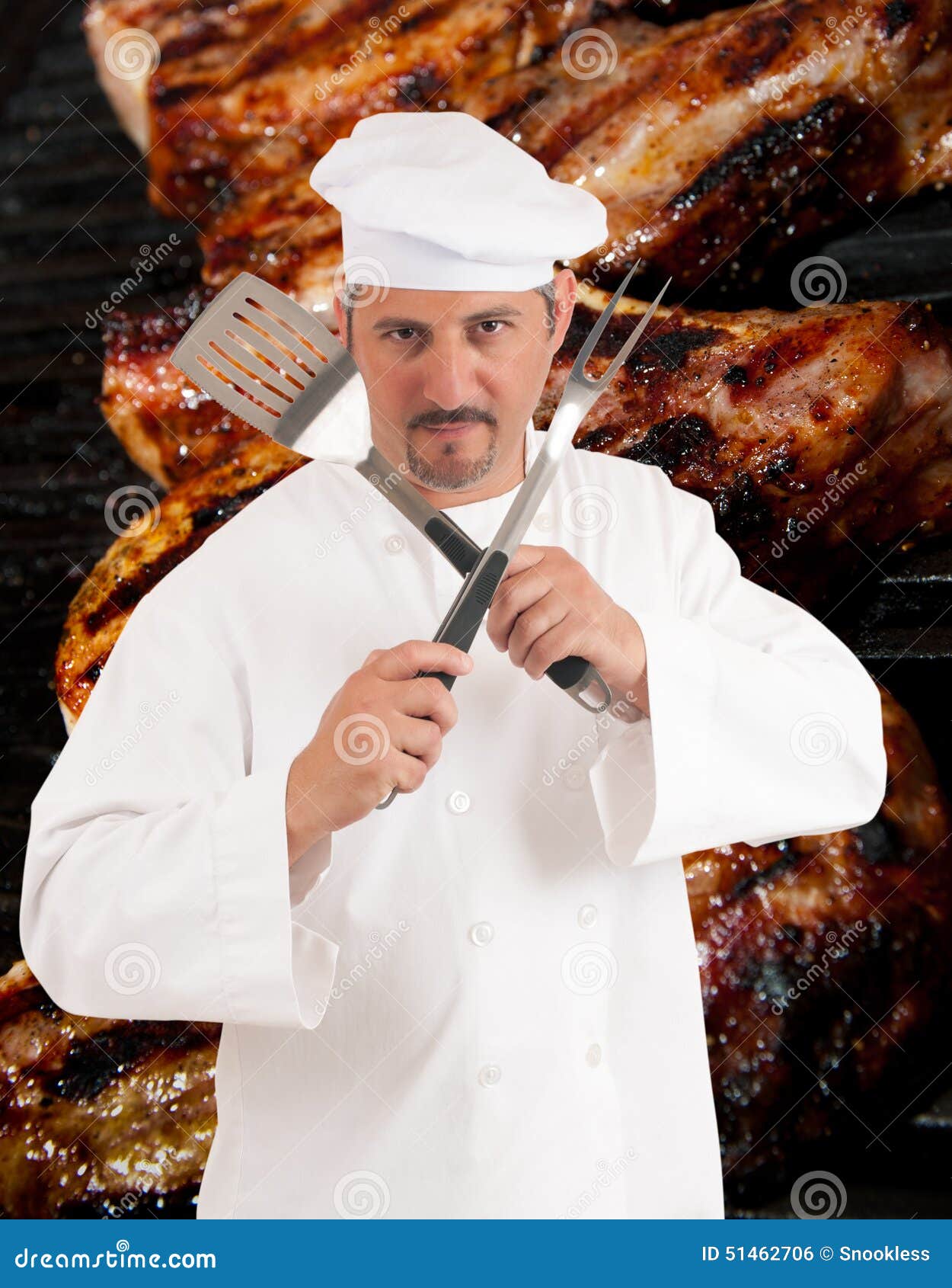 Grill-Chef stockfoto. Bild von mann, kohle, mittagessen - 51462706