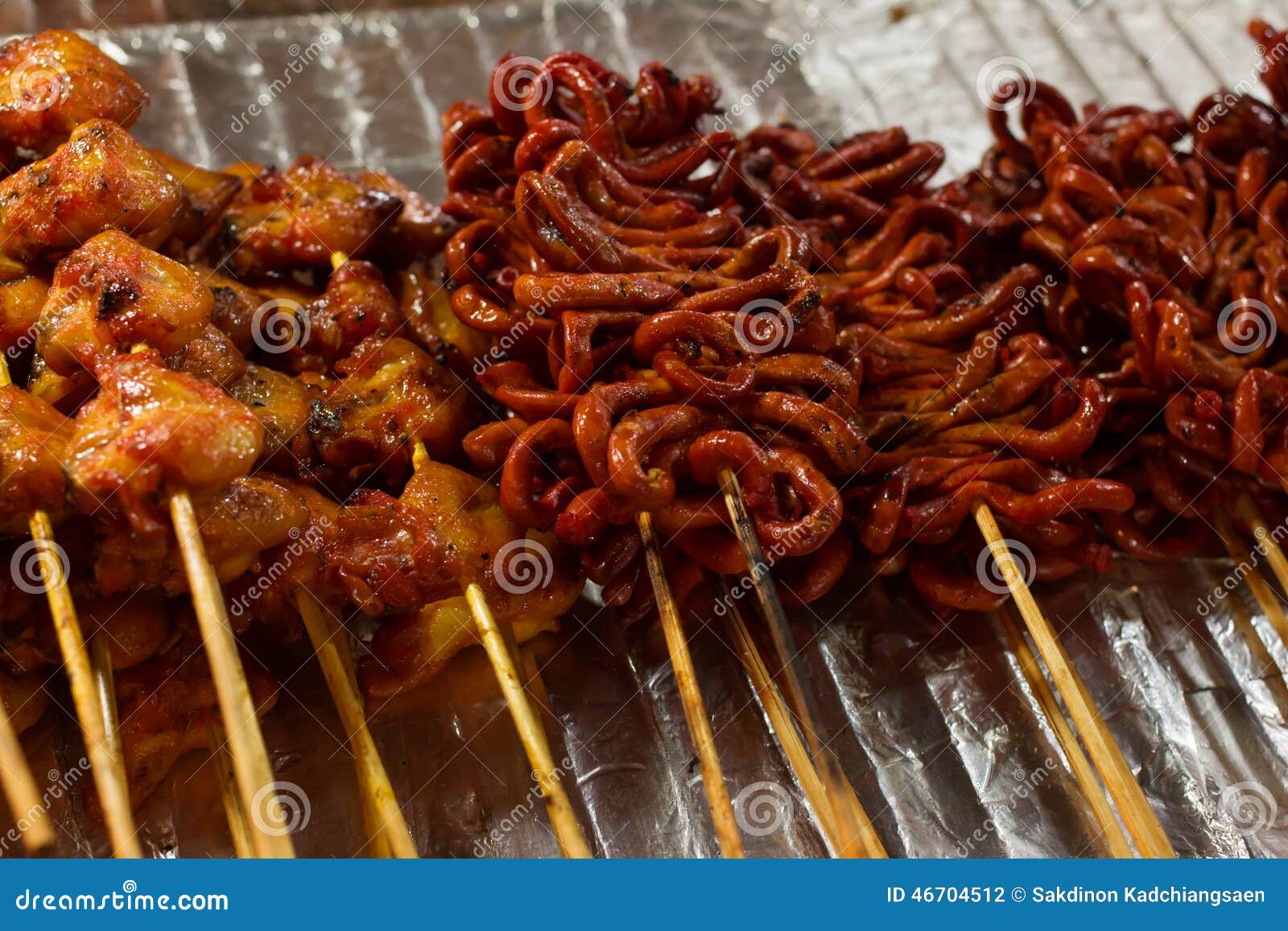 Grill chicken intestine stock photo. Image of marinated - 46704512