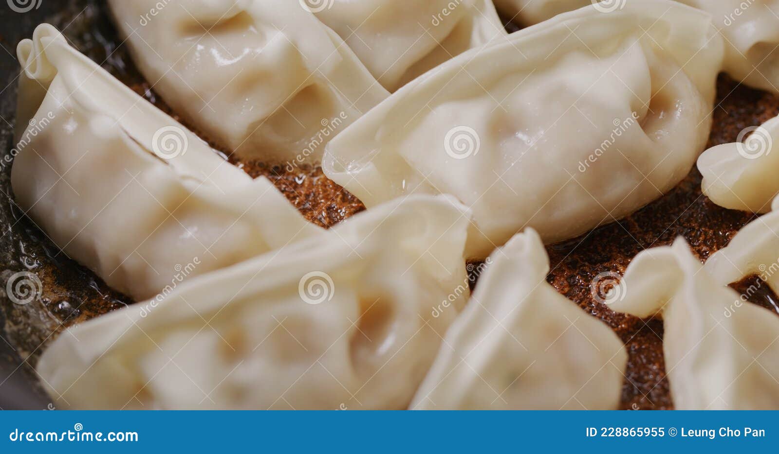 Grill dumpling in pan stock image. Image of delicious - 228865955