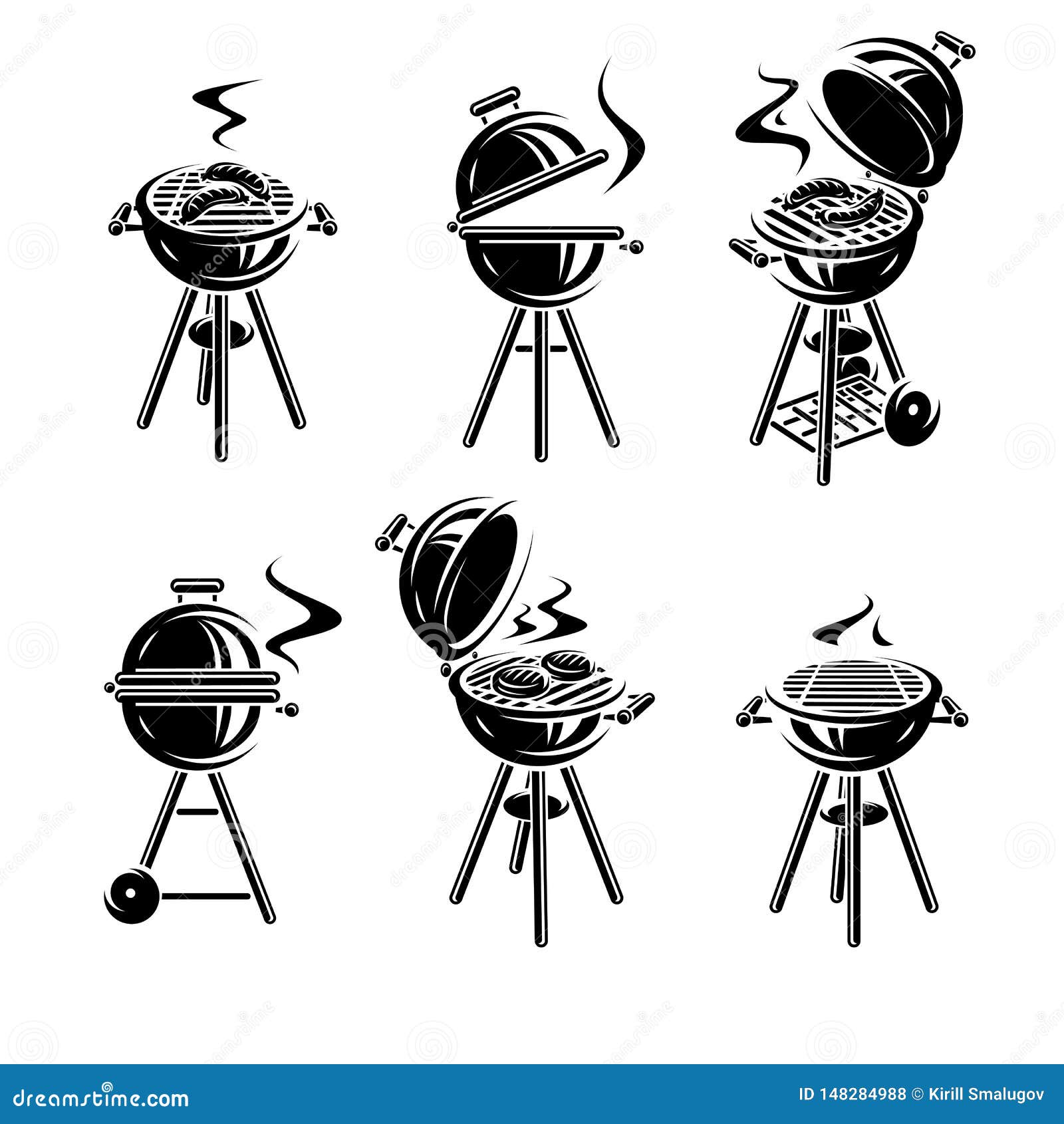 Grill Elements Set. Collection Icon Grill Stock Vector - Illustration ...