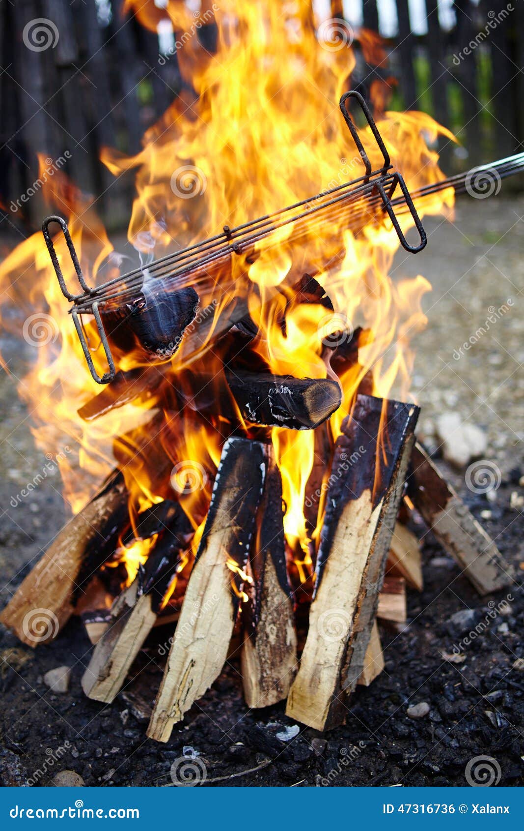 Grill on fire stock photo. Image of rural, beautiful - 47316736