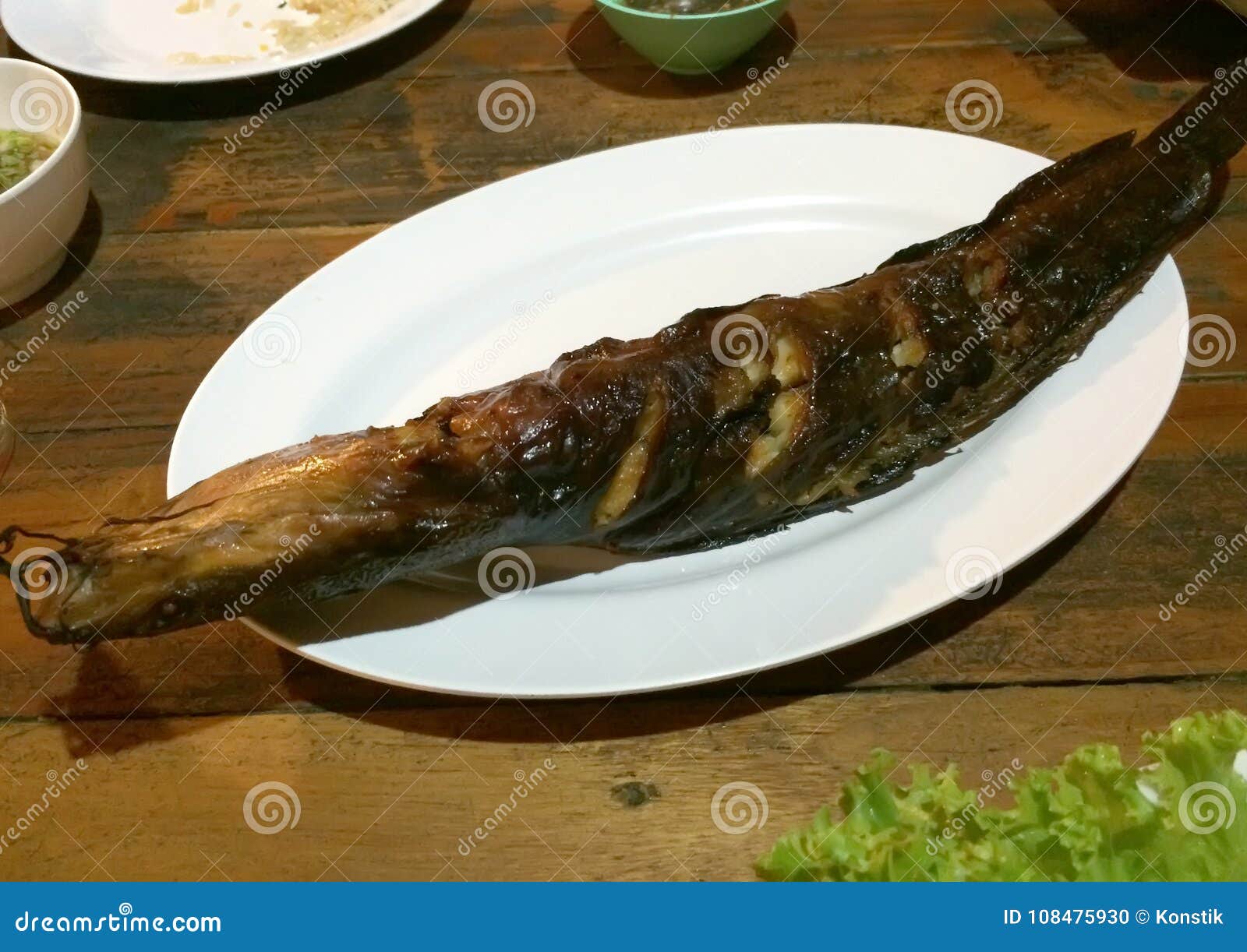 Grill Fish Catfish on a Plate Stock Photo - Image of cooked, healthy ...