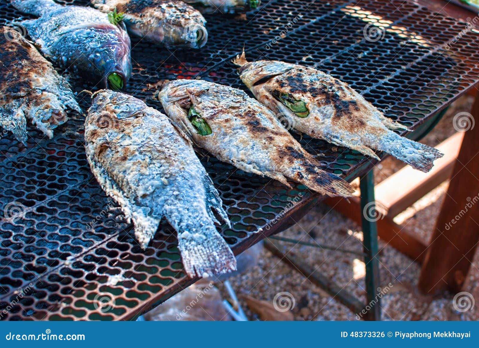Grill fish stock photo. Image of metal, prepared, gourmet - 48373326