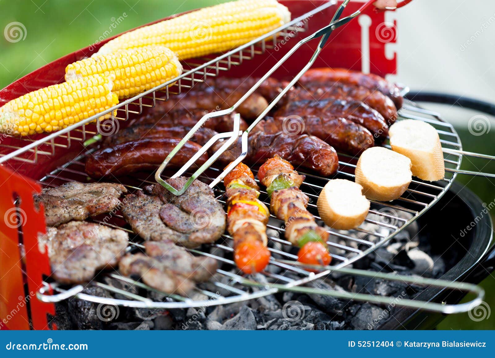 Grill Full of Delicious Food Stock Photo - Image of dinner, cooking ...