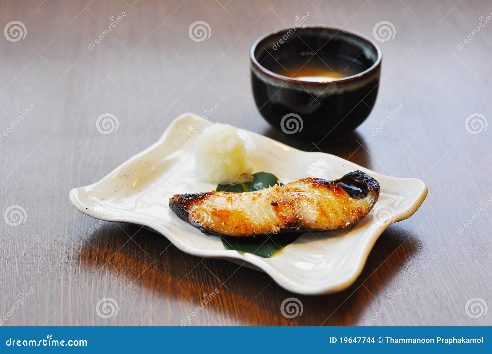 Grill Gindara or Sable Fish with Miso Soup Stock Photo - Image of grill ...
