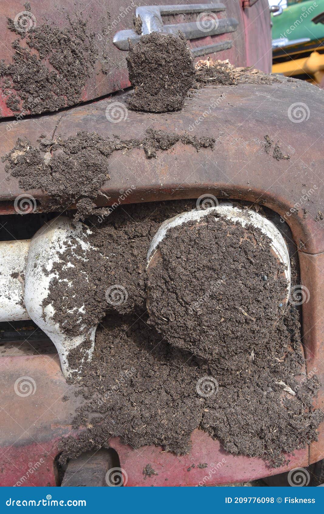 The Grill and Headlight on an Old Rusty Pickup is Splattered with Mud ...