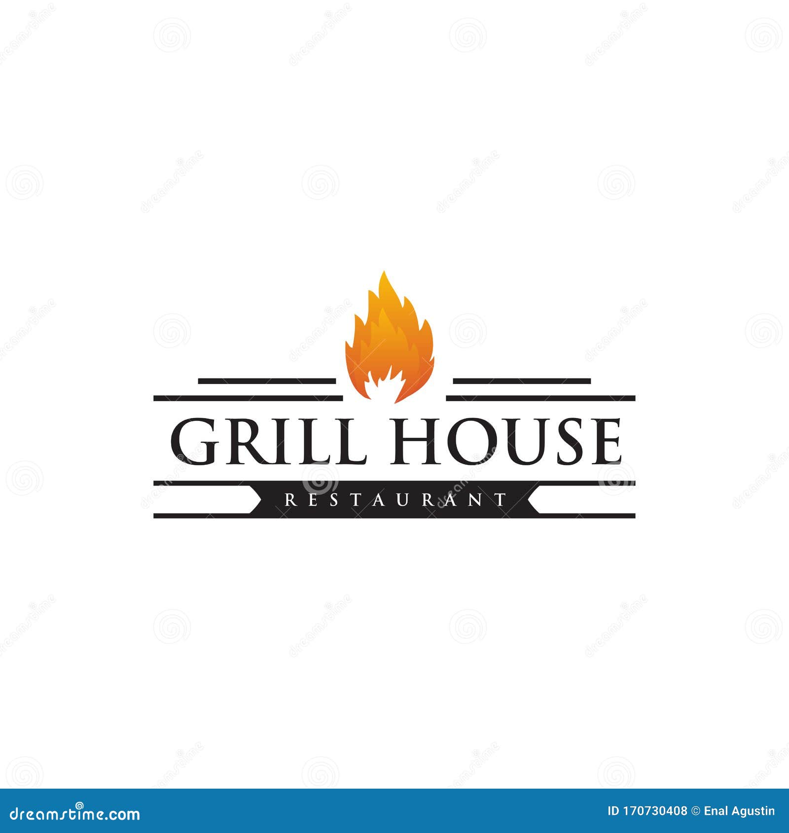 Grill House Restaurant Logo Design Vector Template Stock Vector ...