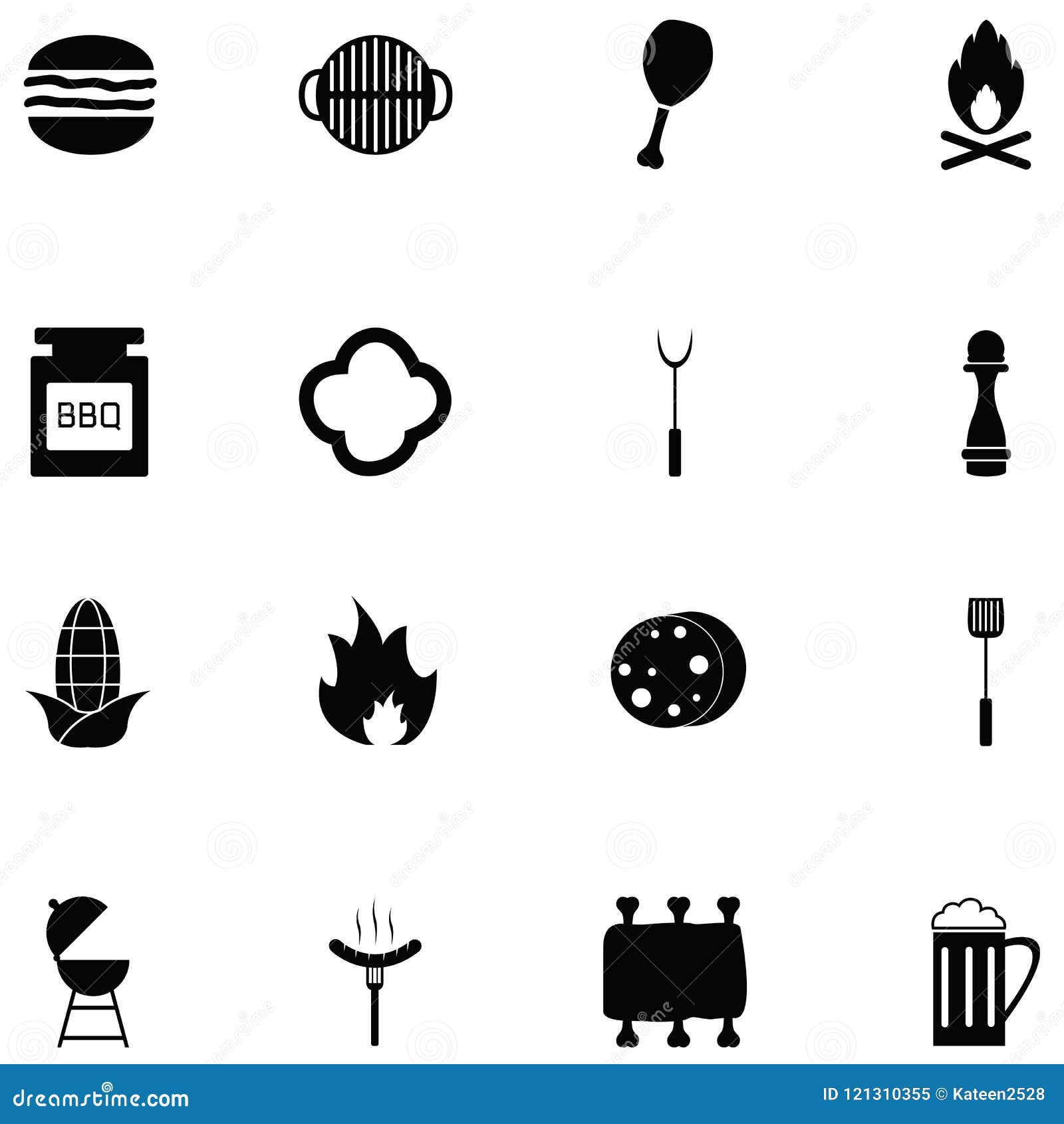 Grill icon set stock vector. Illustration of charcoal - 121310355