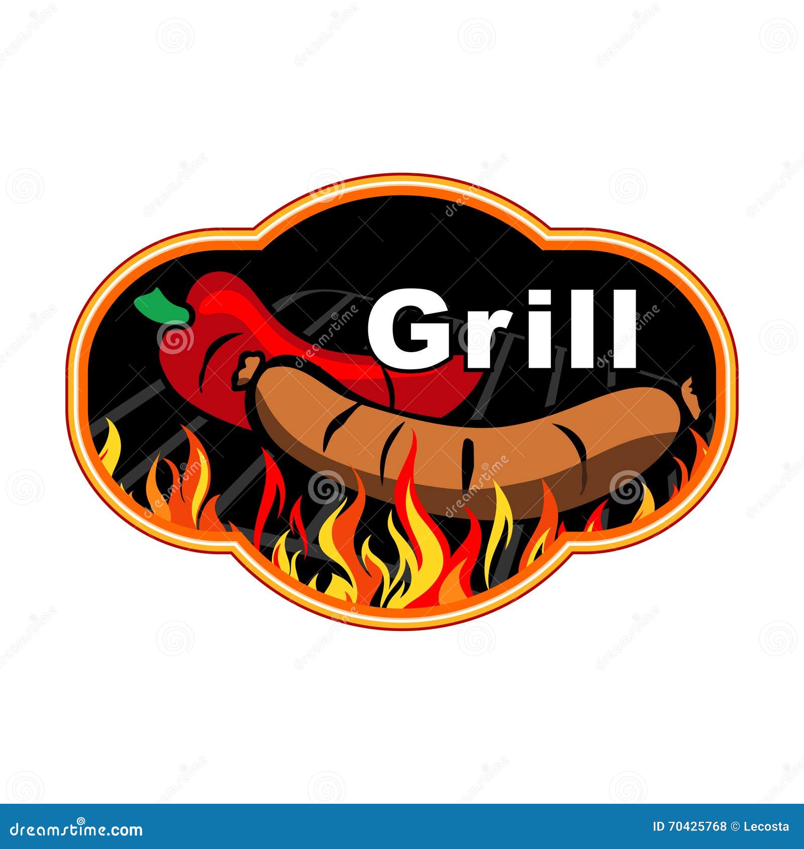 Grill label design. stock vector. Illustration of grilling - 70425768