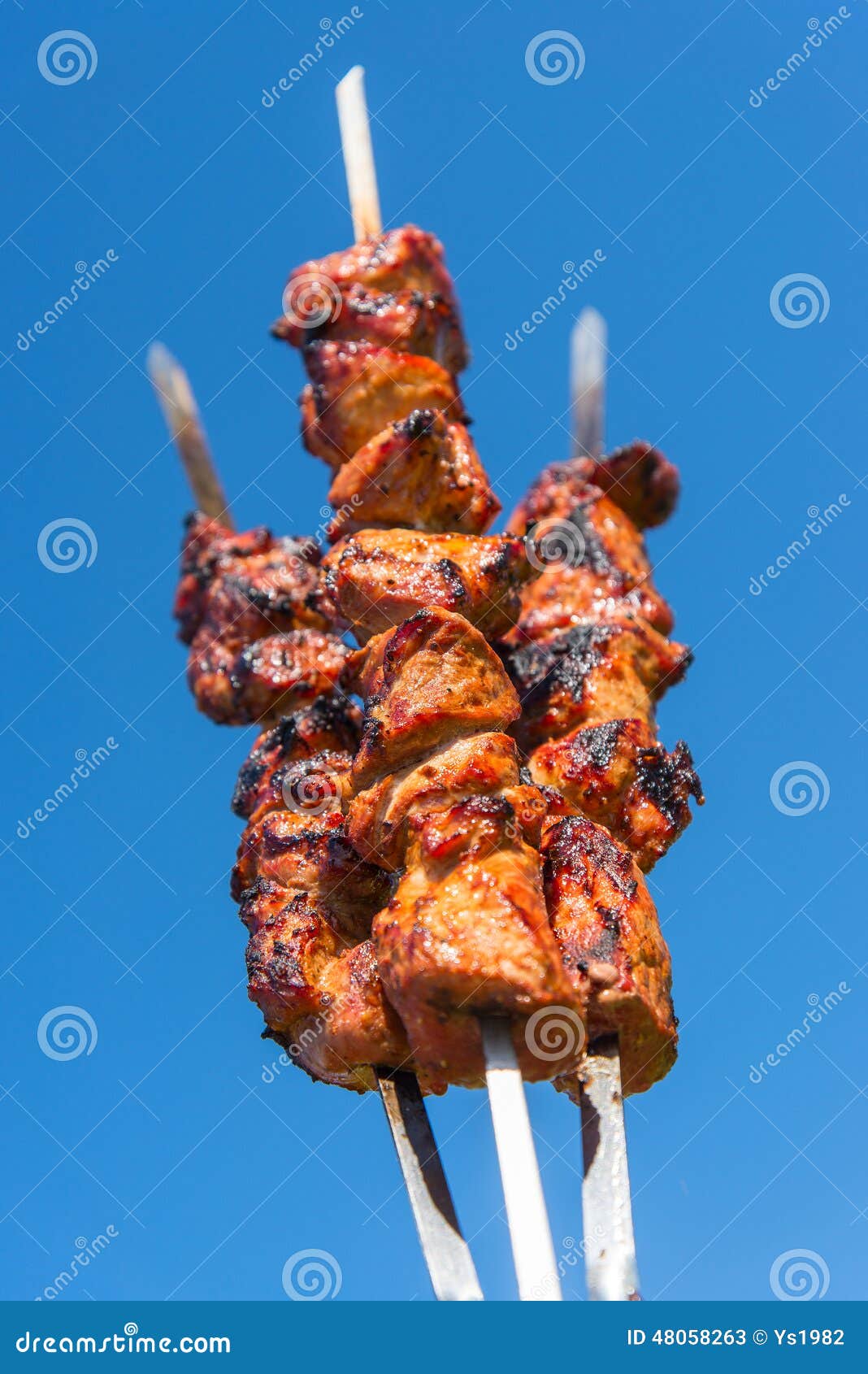 Grill meat and blue sky stock image. Image of decorative - 48058263