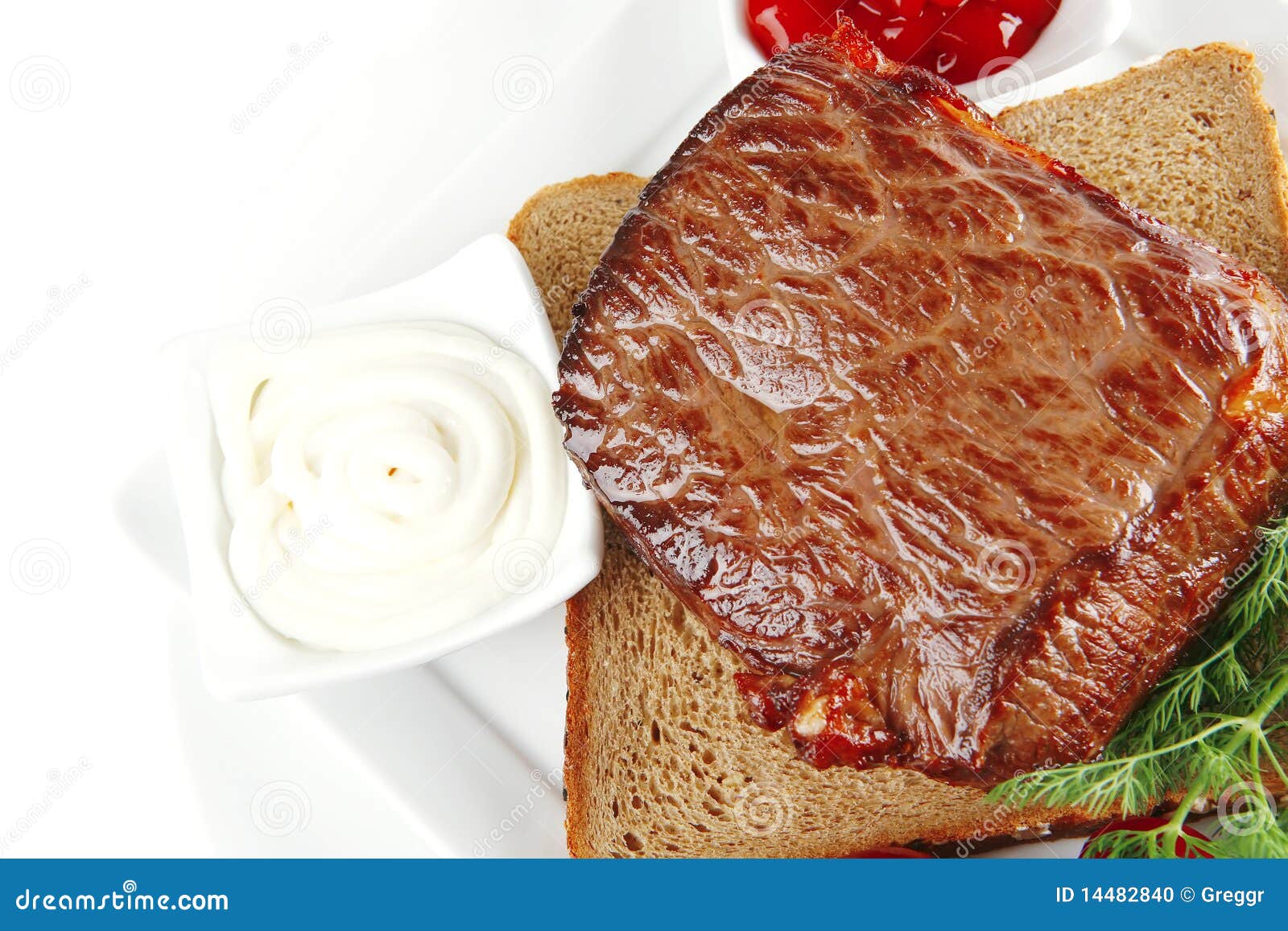 Grill meat on bread stock photo. Image of chili, lunch - 14482840