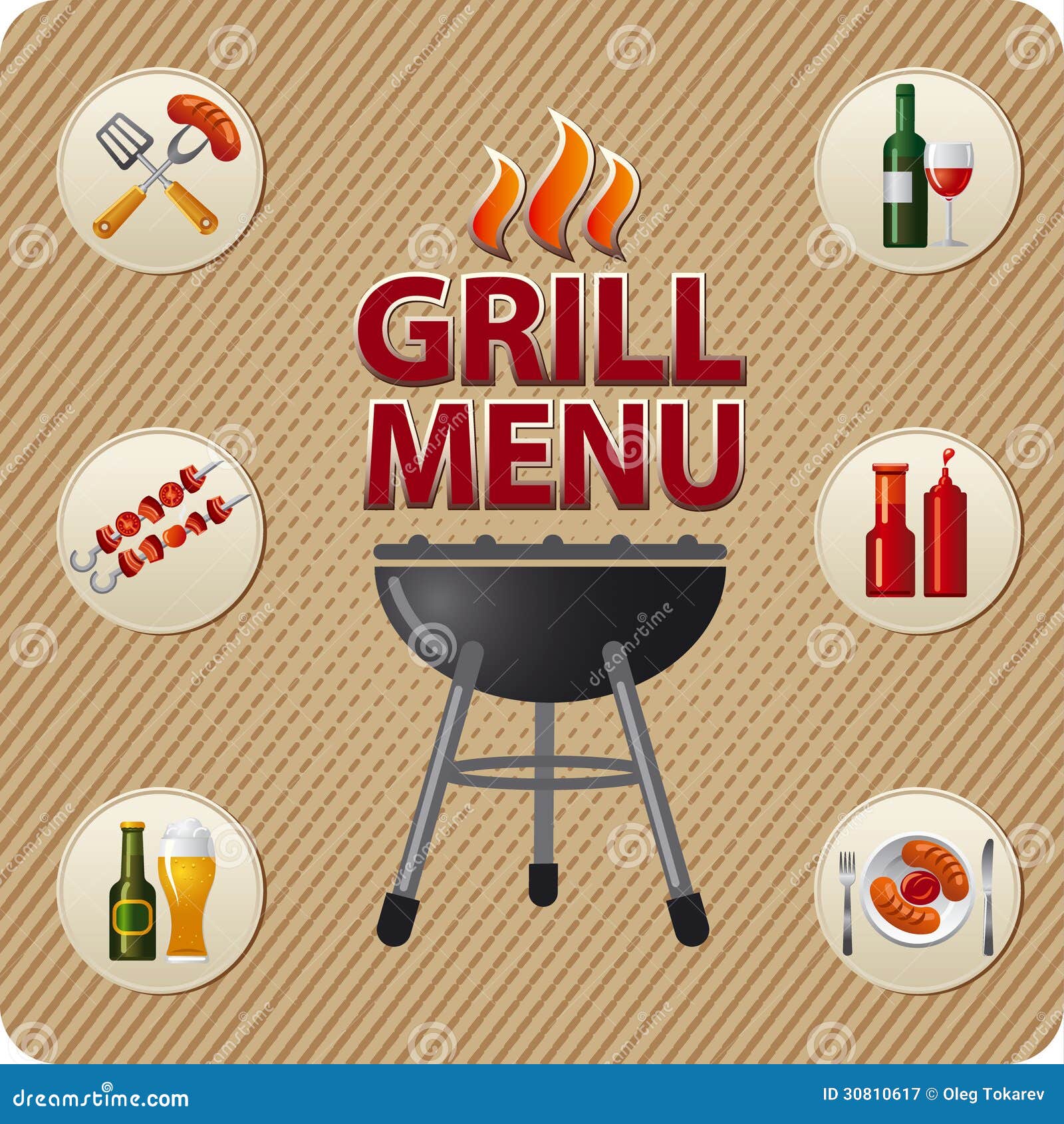 Grill menu card design stock illustration. Illustration of lunch - 30810617