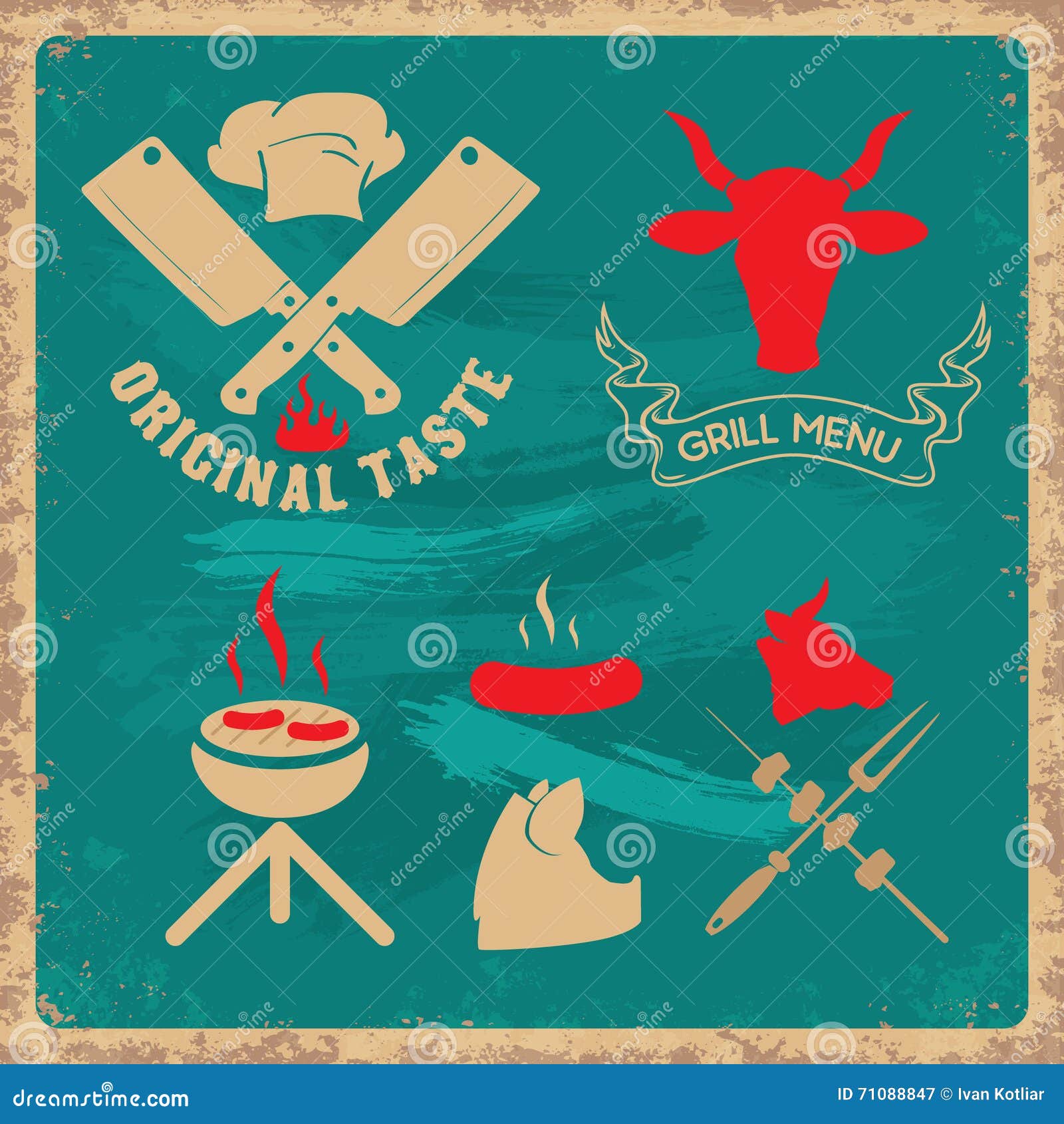 Grill menu title template. stock vector. Illustration of promo - 71088847