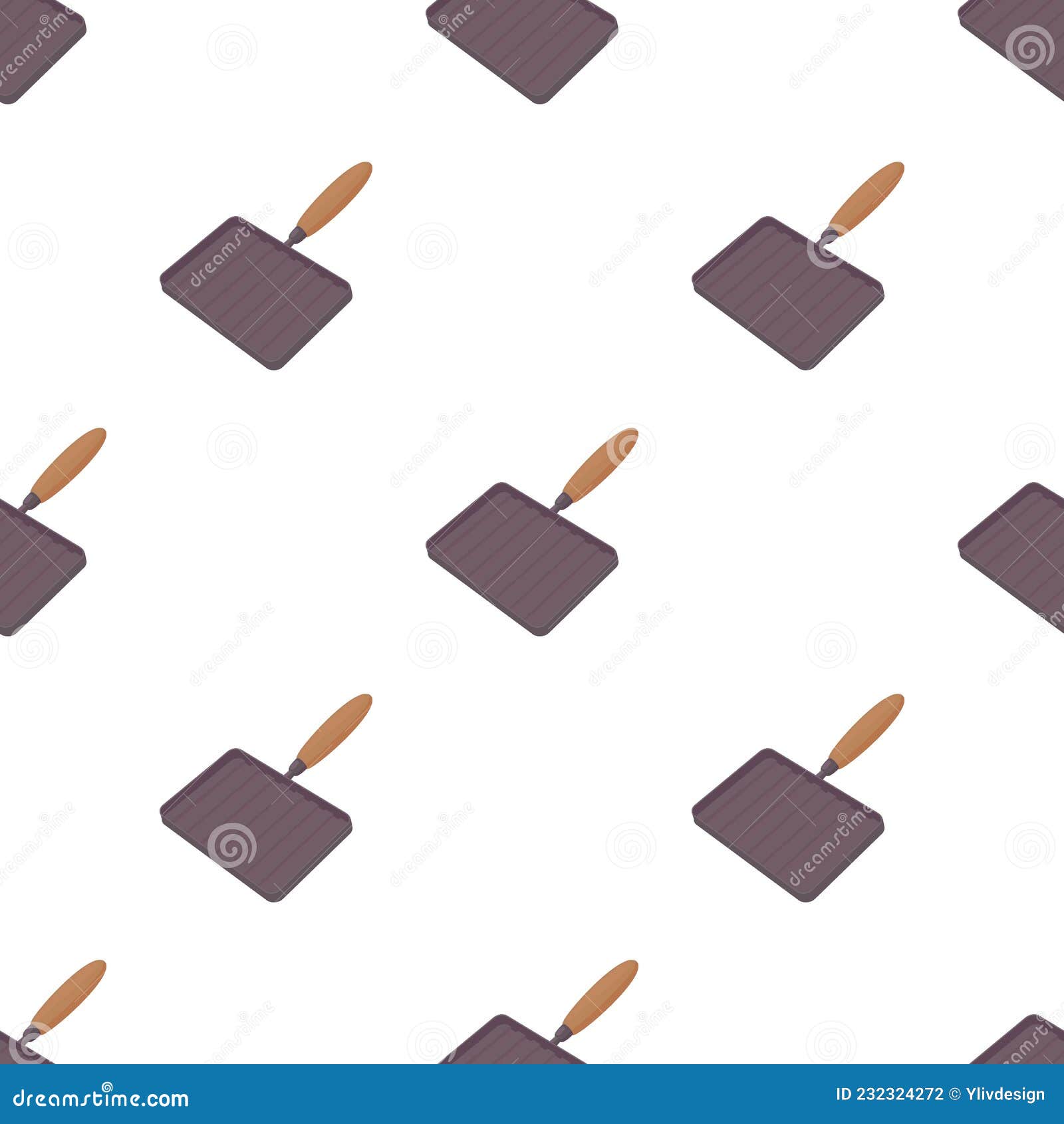 Grill Pan with a Wooden Handle Pattern Seamless Vector Stock Vector ...